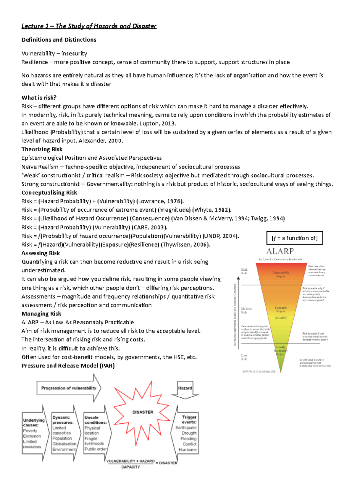 Lecture 1 - the study of hazard and disaster - Lecture 1 – The Study of ...