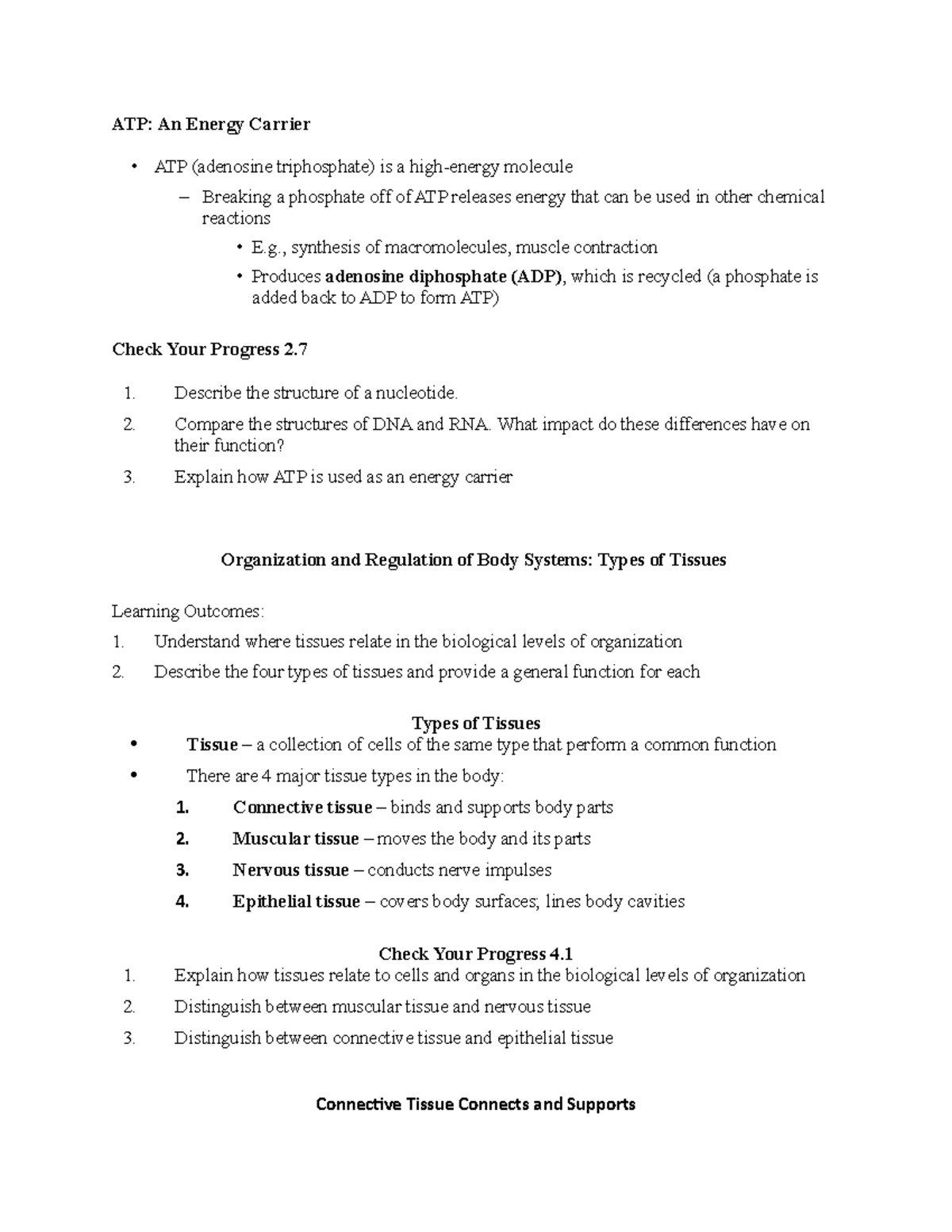 chapter 4 notes - ATP: An Energy Carrier ATP (adenosine triphosphate ...