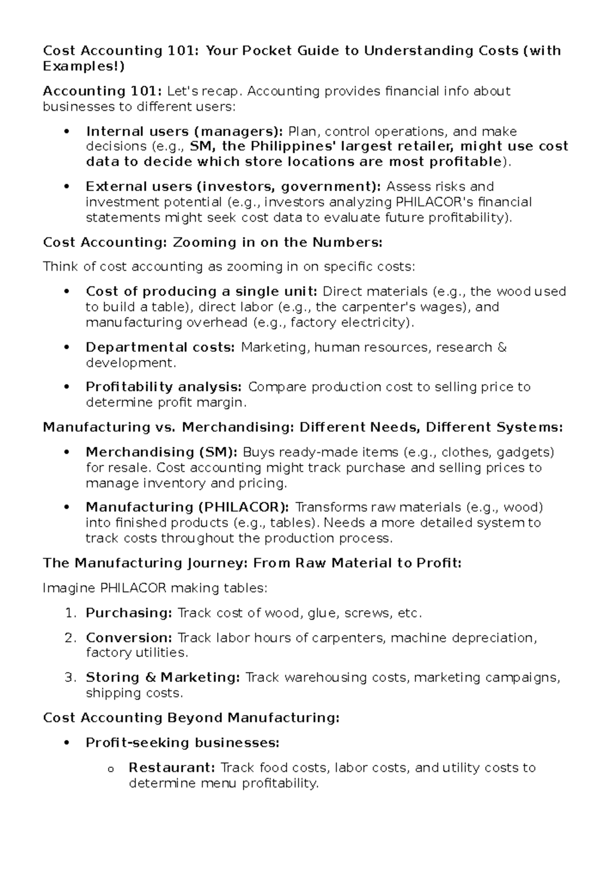 ACT120 Summary Notes - Cost Accounting 101: Your Pocket Guide to ...