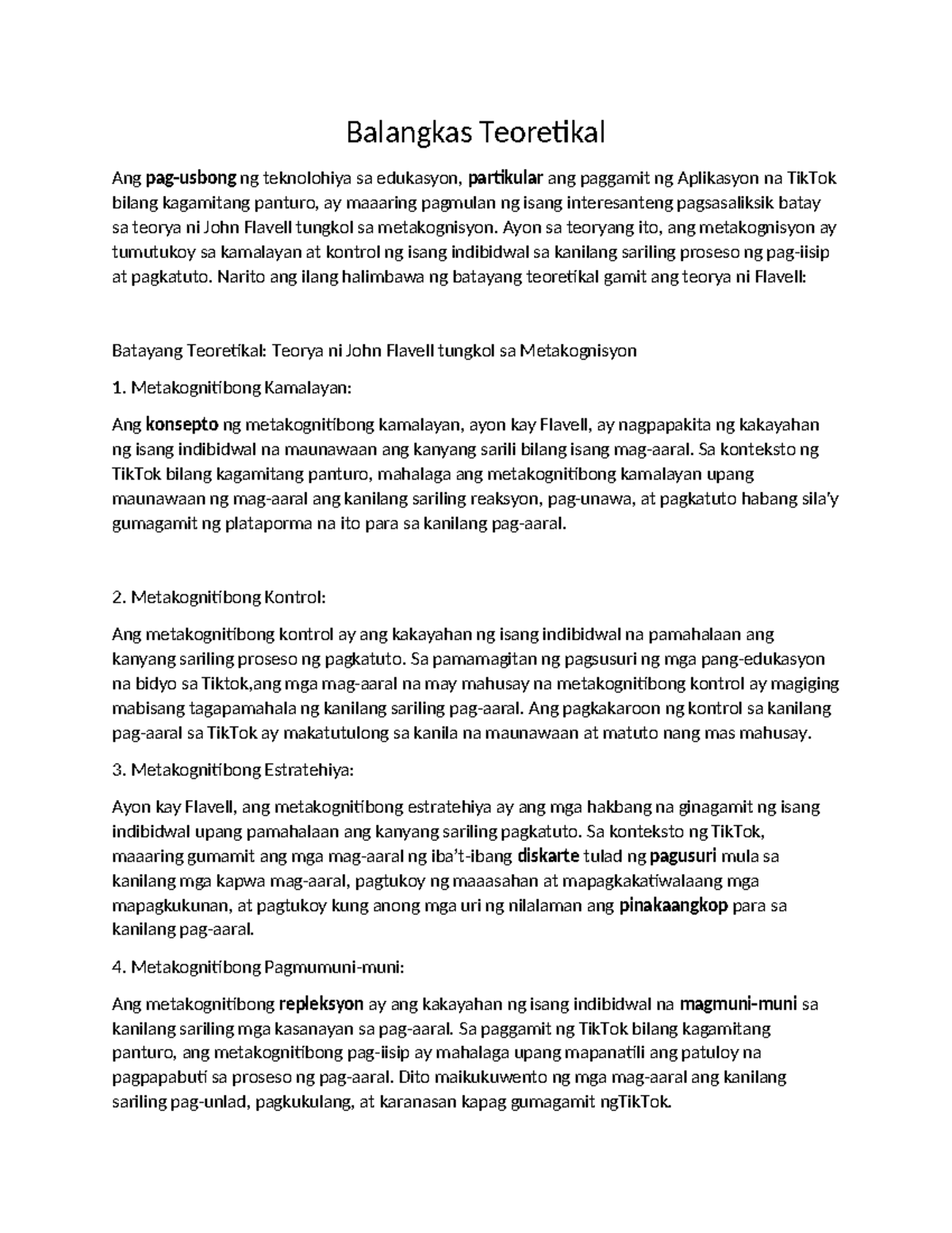 Balangkas-Teoretikal - Balangkas Teoretikal Ang pag-usbong ng ...