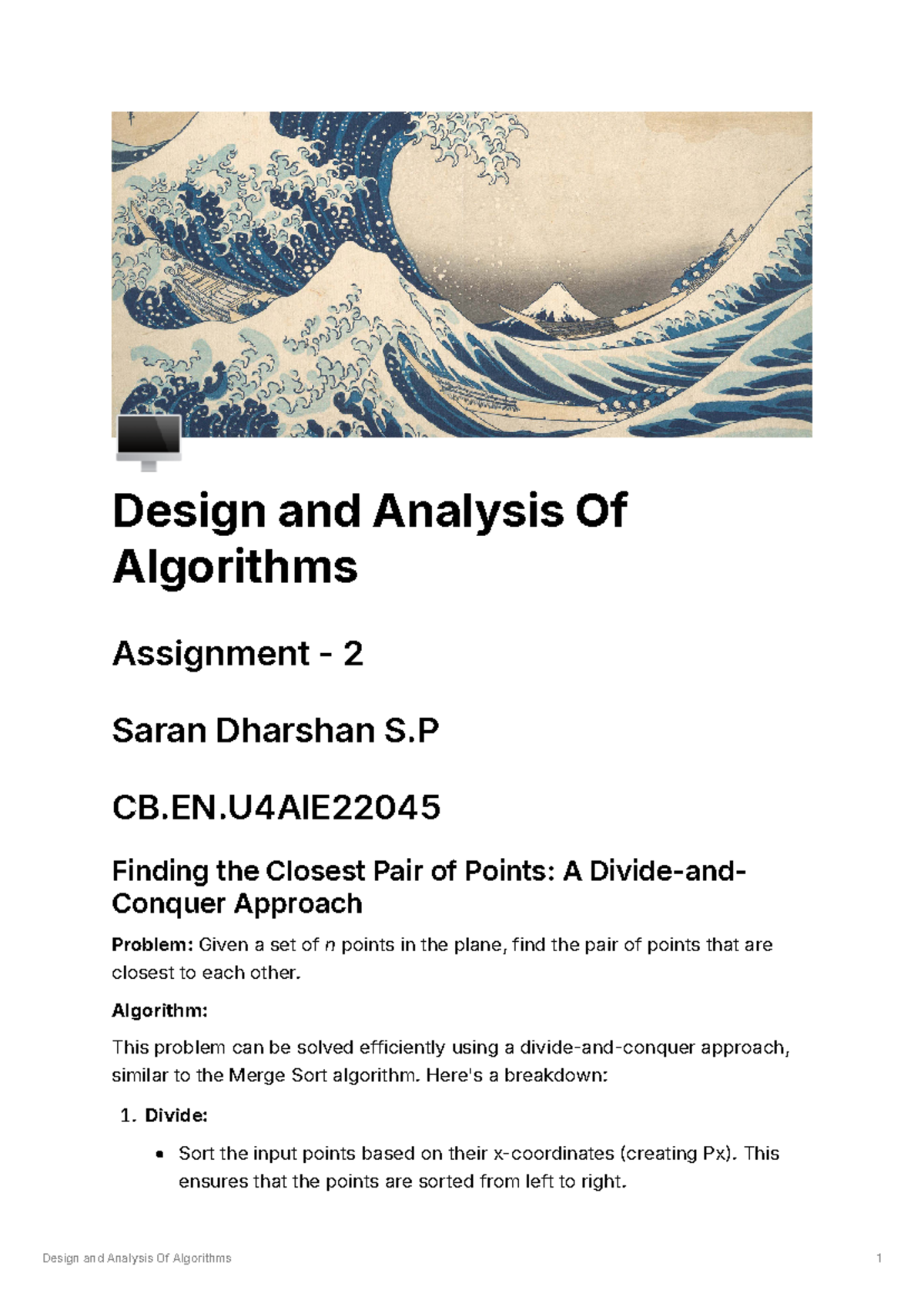 DAA assignment 2 - Design and Analysis Of Algorithms 1 🖥 Design and Analysis Of Algorithms - Studocu