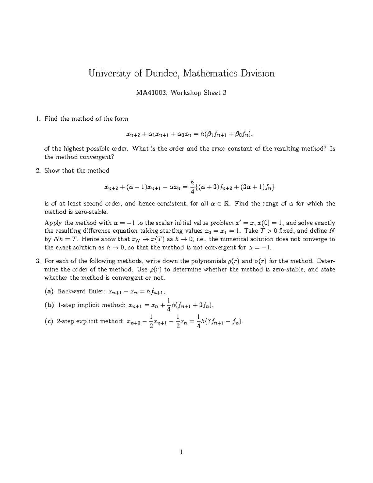 Tutorial 3 - wk3 sheet - University of Dundee, Mathematics Division ...