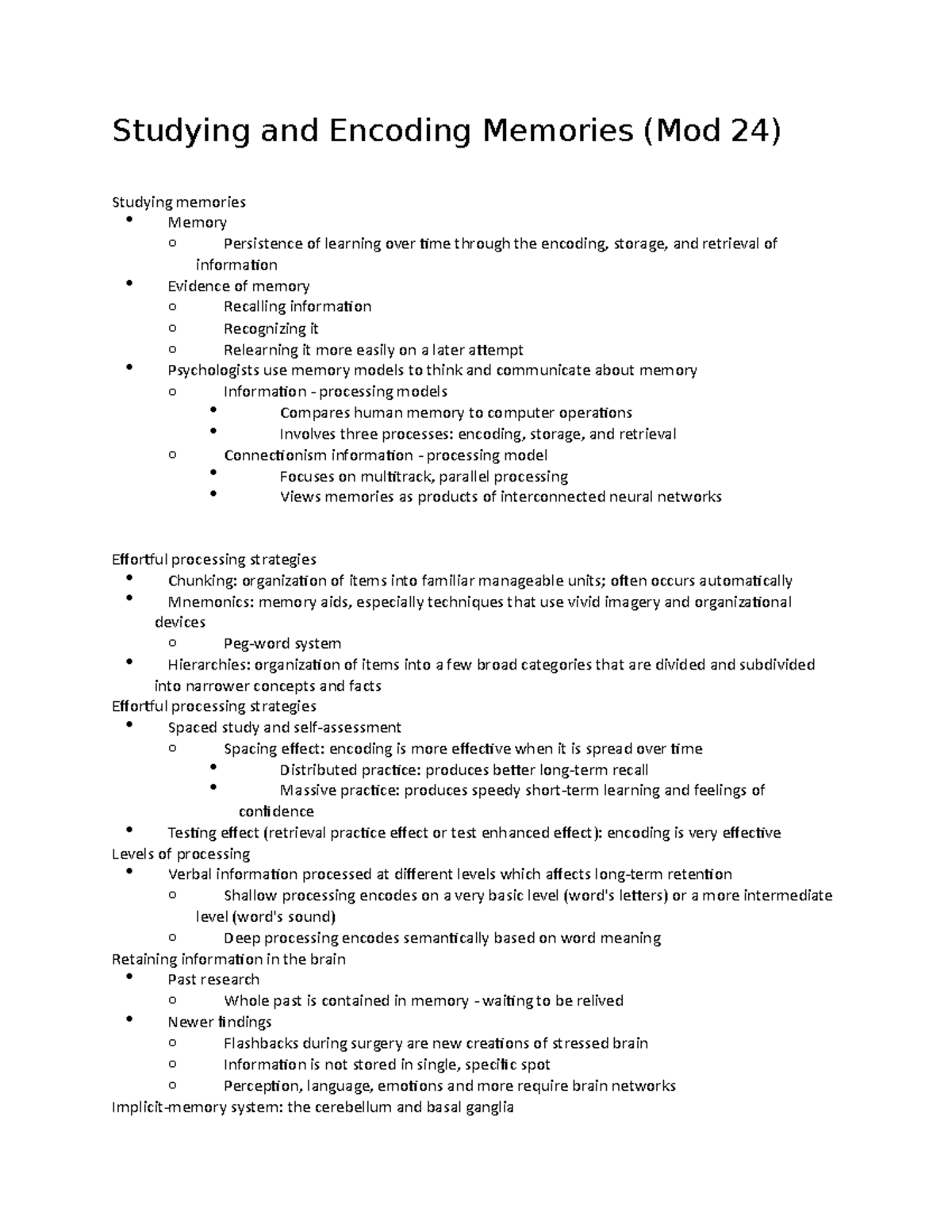 Studying and Encoding Memories - Studocu