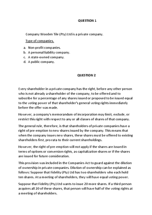 Study unit 4 - Notes - Pre-incorporation contracts 1. How is ‘pre ...