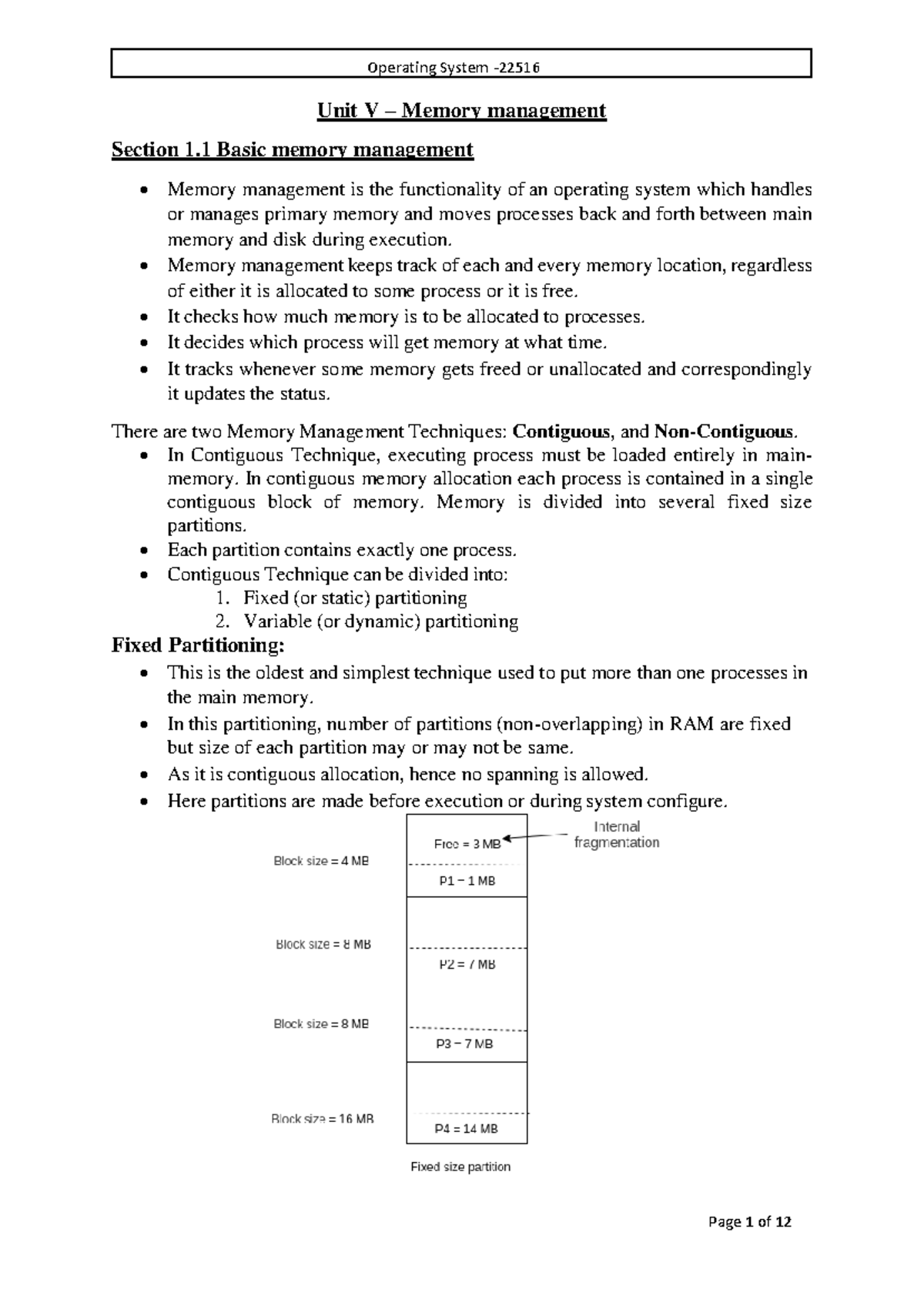 Notes-Memory management unit5 - Unit V – Memory management Section 1 ...