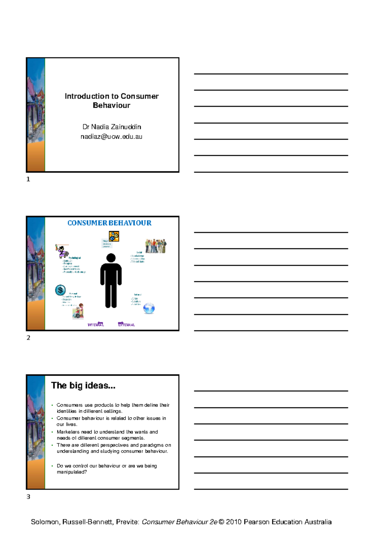 Lecture 111 Introduction to Consumer Behaviour - Solomon, Russell ...