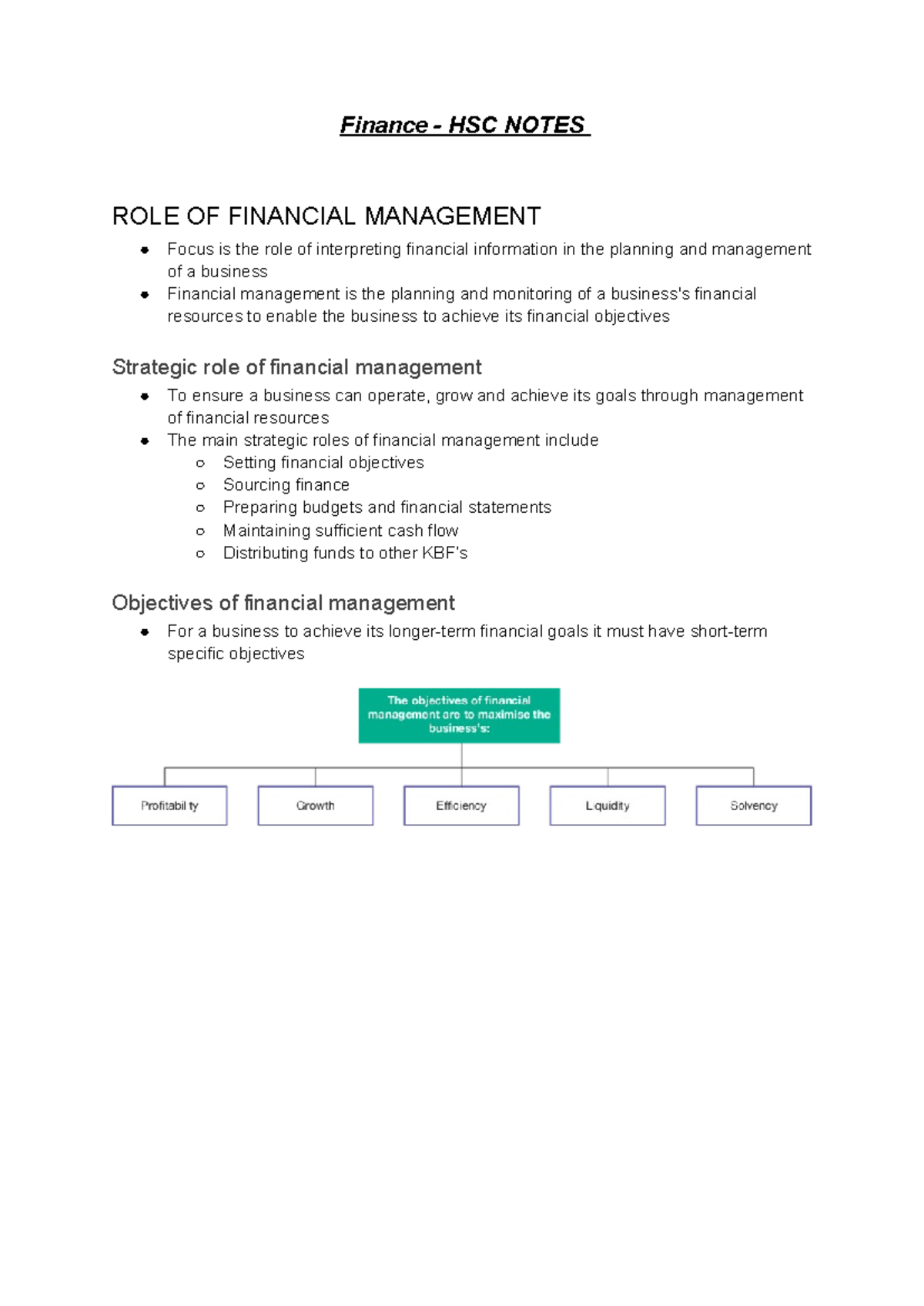 Topic three - Finance HSC NOTES Year 12 - Finance - HSC NOTES ROLE OF ...