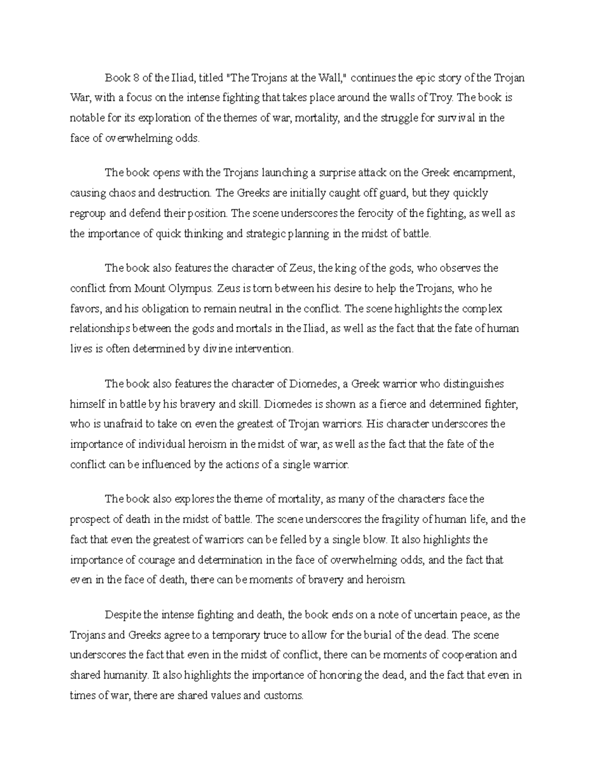 Book 8 of the Iliad Plot Summary - Book 8 of the Iliad, titled "The ...