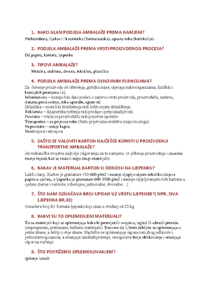 Ambalaža 1 skripta pitanja - AMBALAŽA 14/15 KOLOKVIJ / PREDROK 1. Podjela ambalaže prema namjeni ...