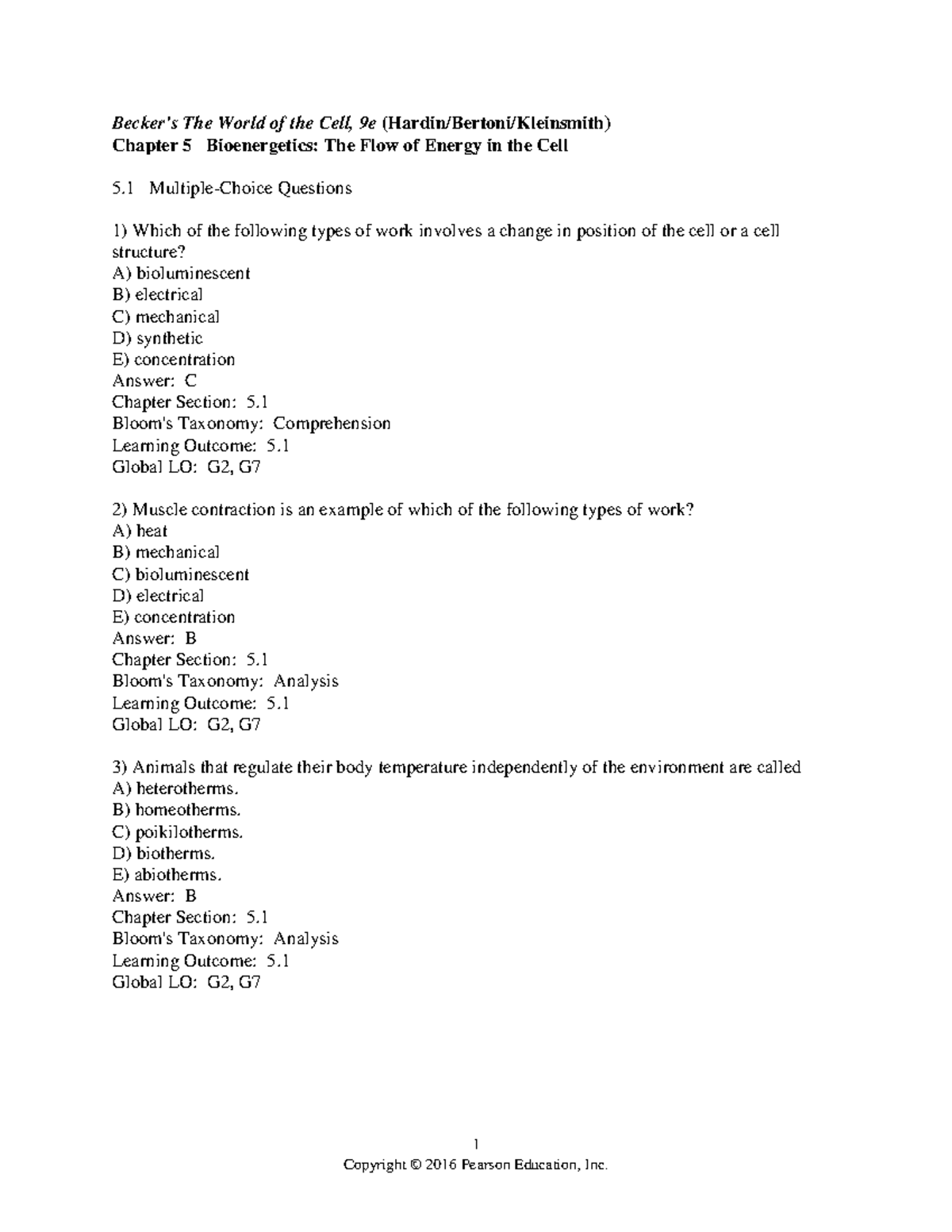 05 Test Bank - Becker's The World of the Cell, 9e (Hardin/Bertoni ...