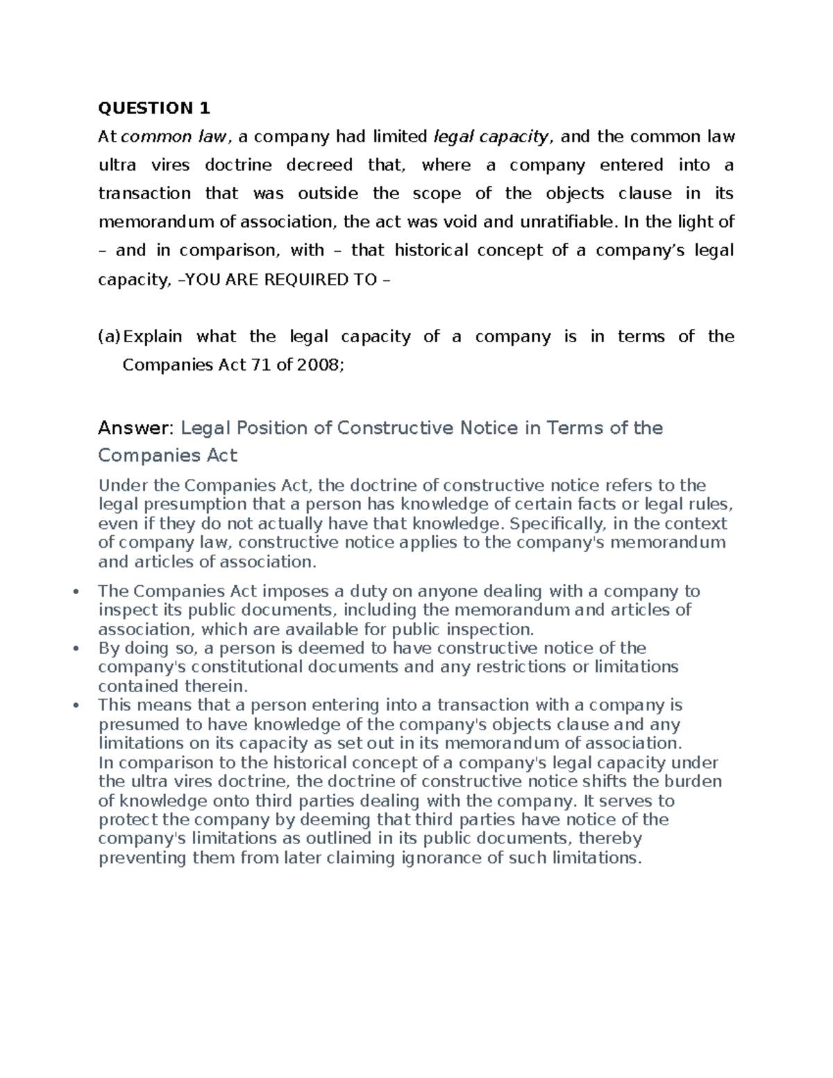 Model Test Questions - Business entities test prep - QUESTION 1 At ...