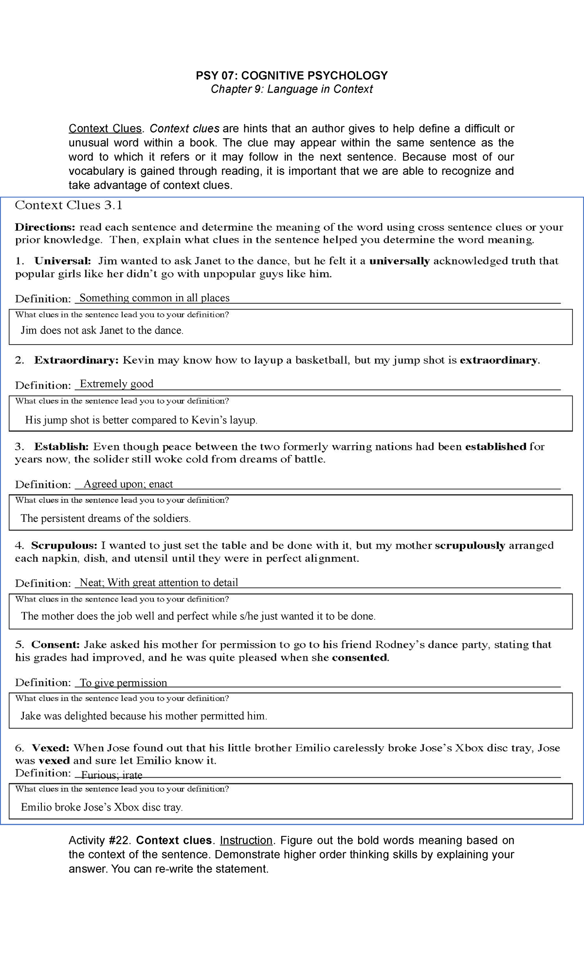 Cog P-Language in Context - PSY 07: COGNITIVE PSYCHOLOGY Chapter 9 ...