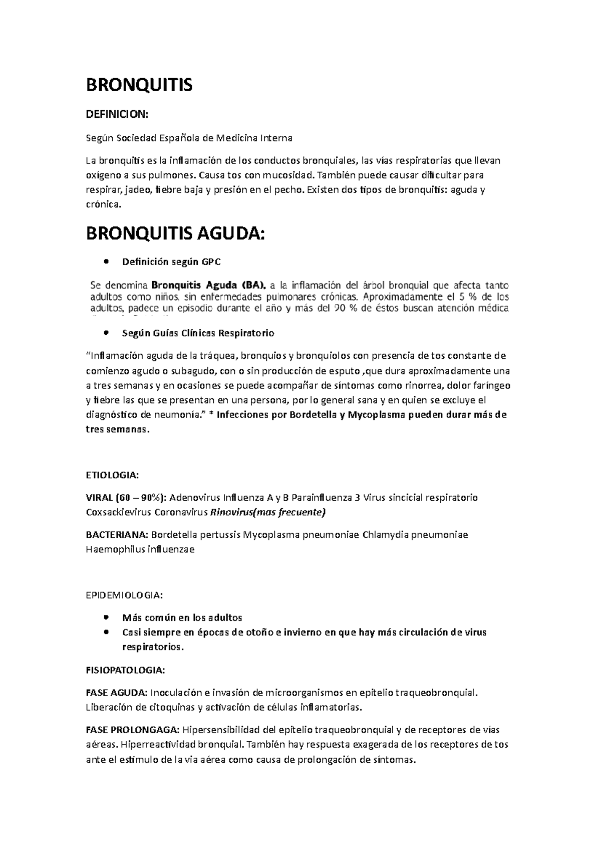 Bronquitis resumen - AAA - BRONQUITIS DEFINICION: Según Sociedad ...
