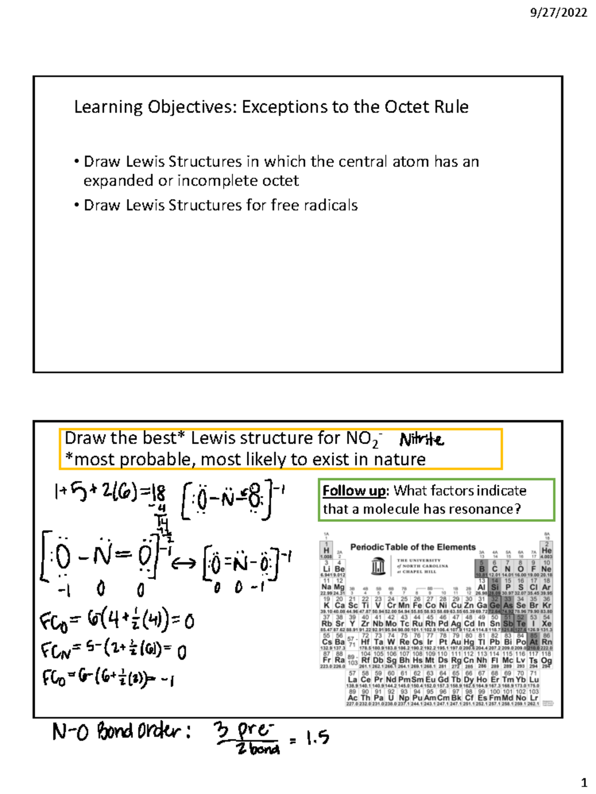 Lecture 13 - Learning Objectives: Exceptions to the Octet Rule Draw ...