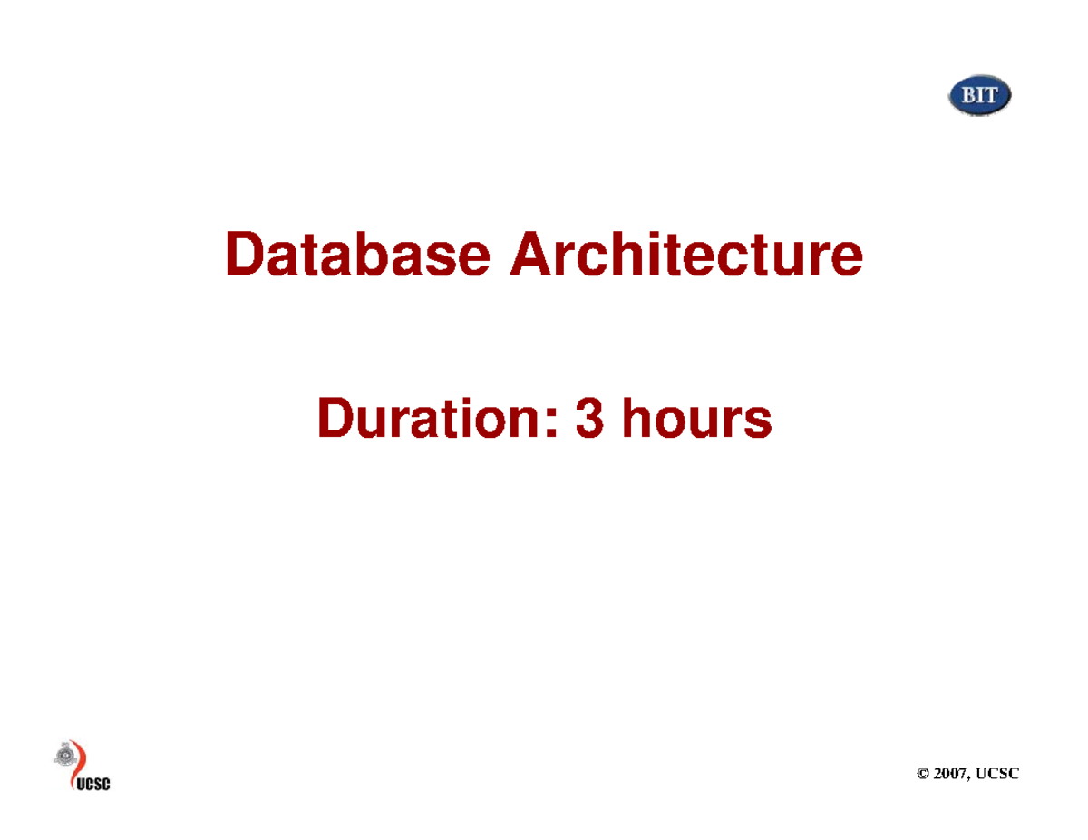 database management - Database Architecture Duration: 3 hours Detailed ...