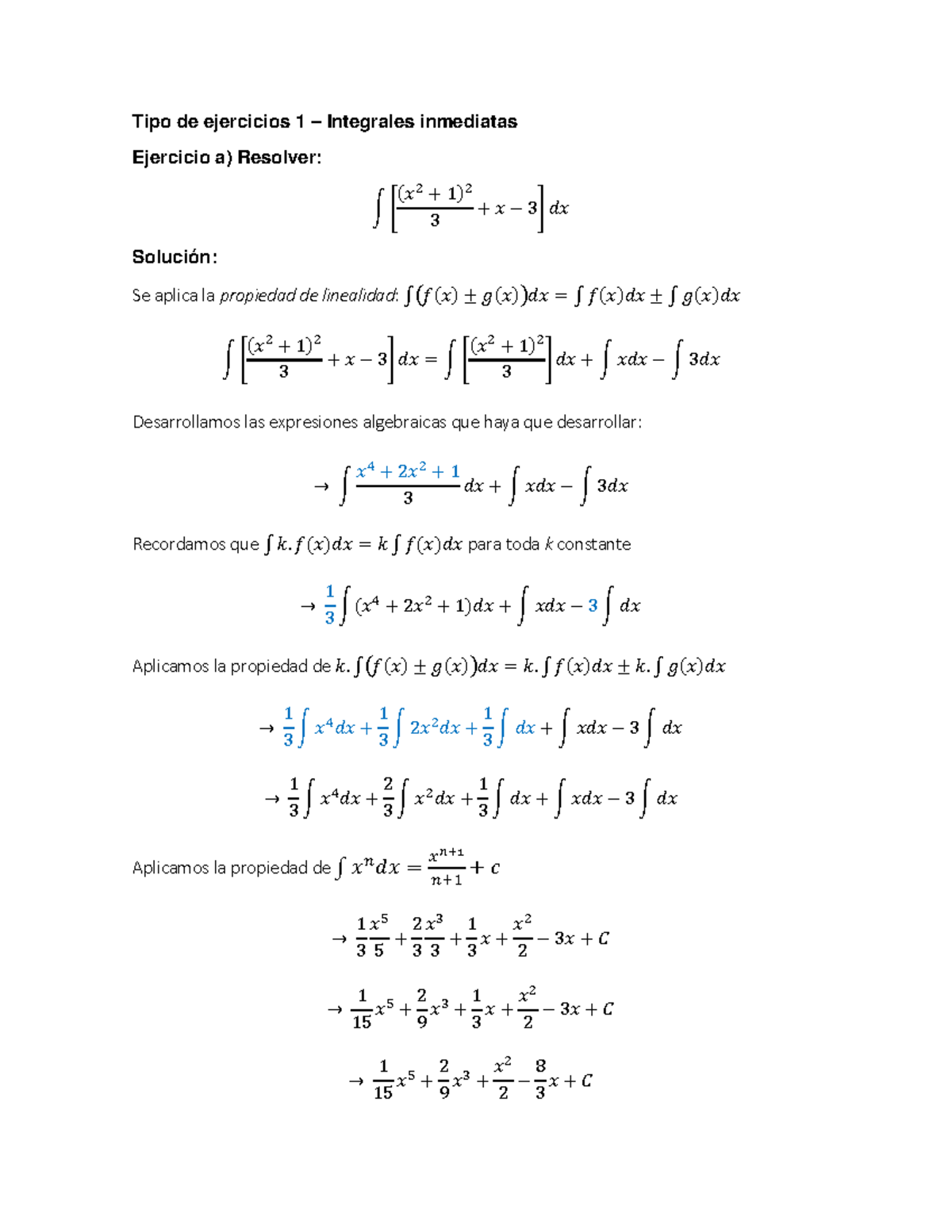 Calculo Integral - integrales - Tipo de ejercicios 1 – Integrales ...