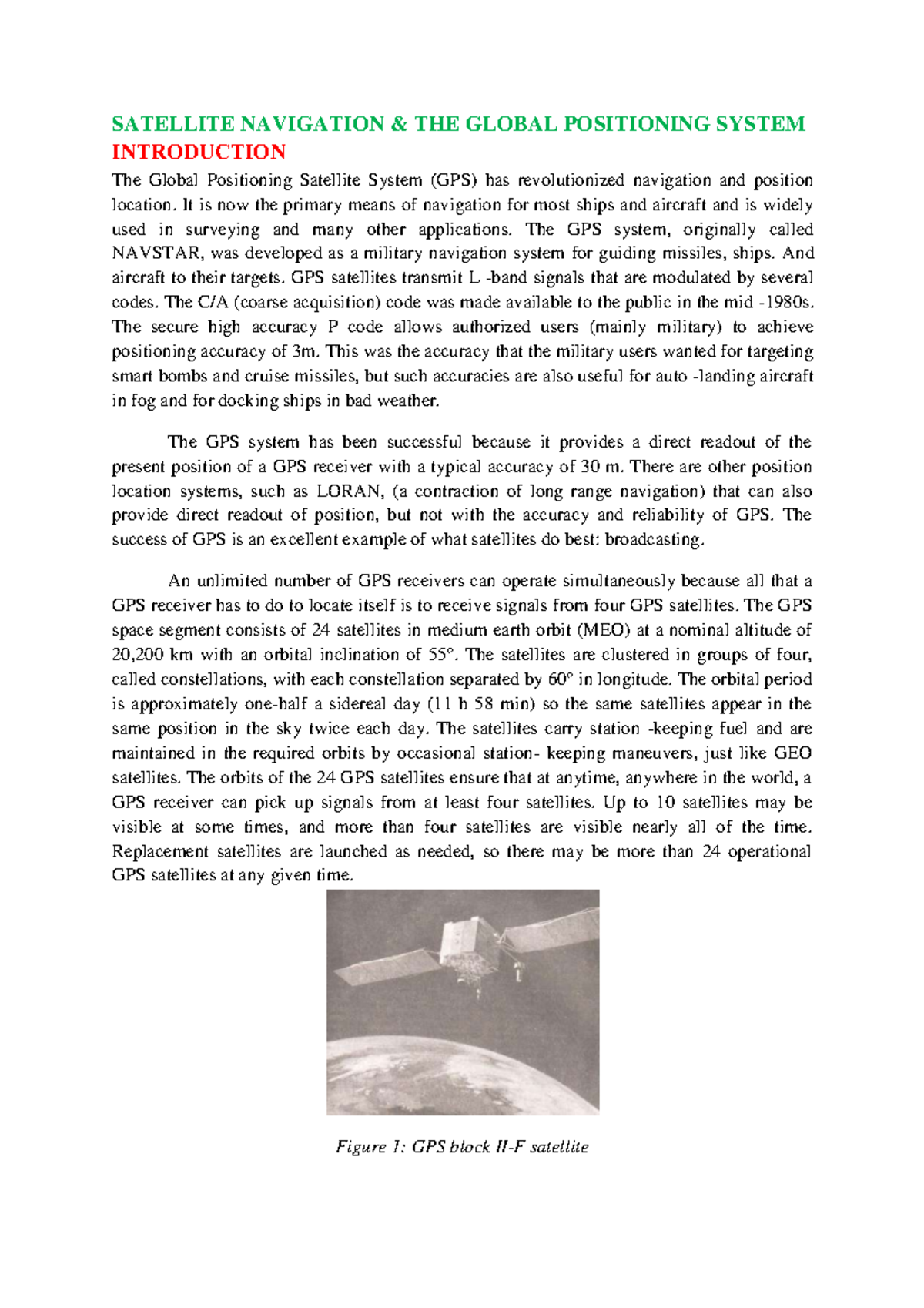 Sattelite Communications-UNIT-V compressed - SATELLITE NAVIGATION & THE GLOBAL POSITIONING - Studocu