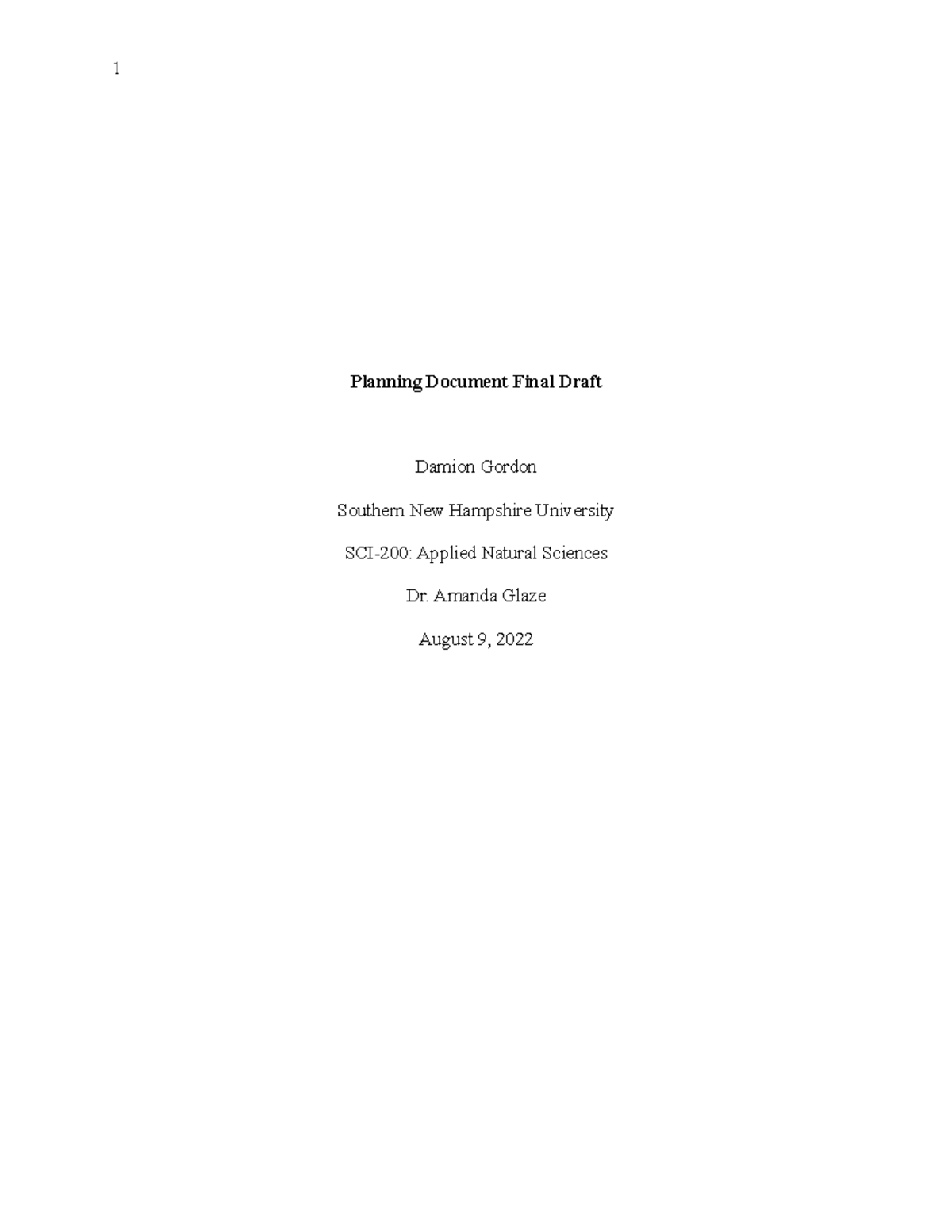 Planning Document Final Draft - SCS 100 - SNHU - Studocu