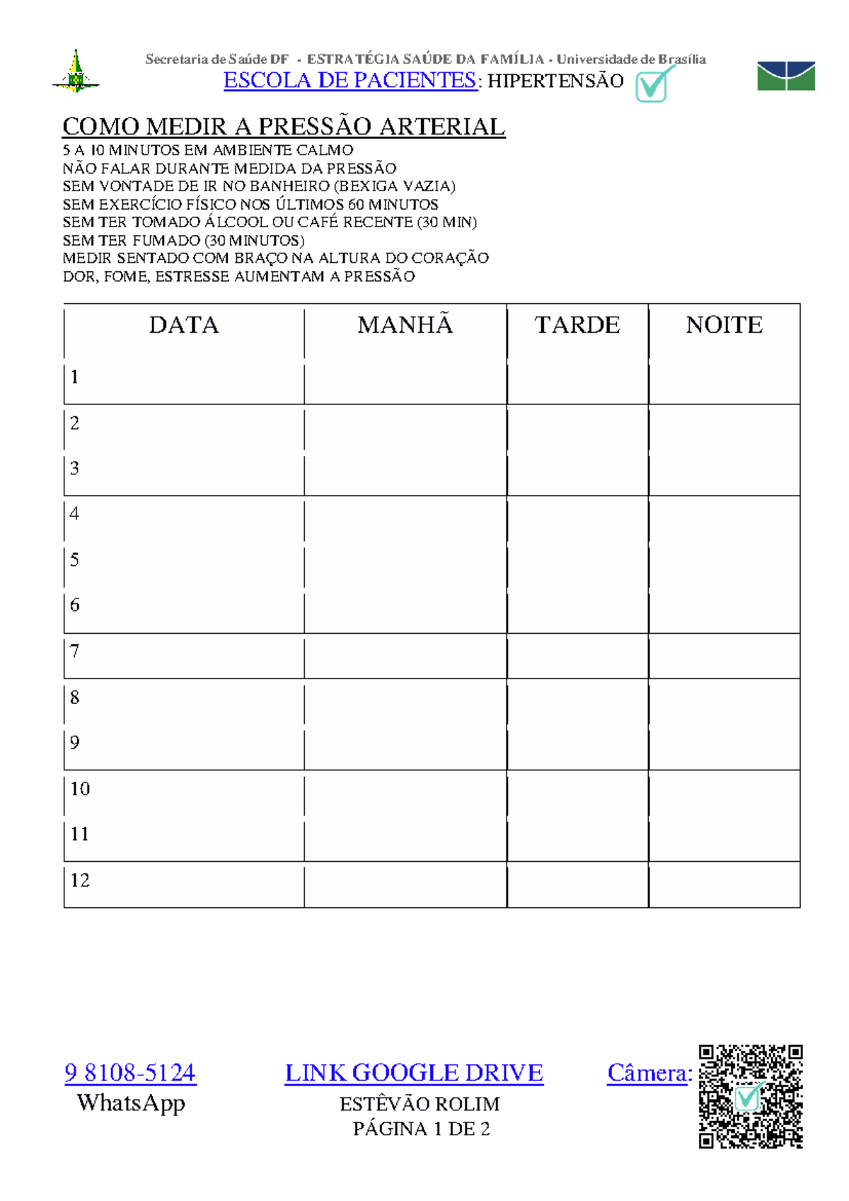 HipertensãO 1 Tabelas E OrientaçÕES MRPA V15 - Secretaria de Saúde DF ...