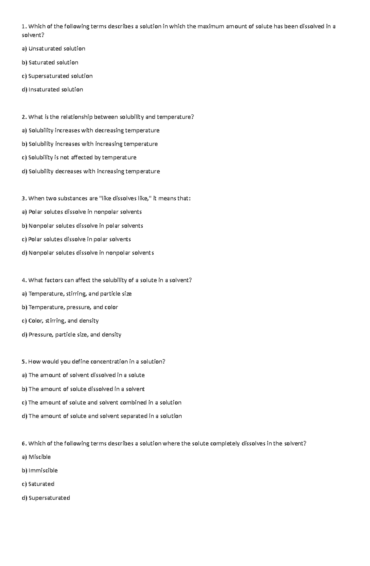 Grade 7 solubility quiz - Which of the following terms describes a ...