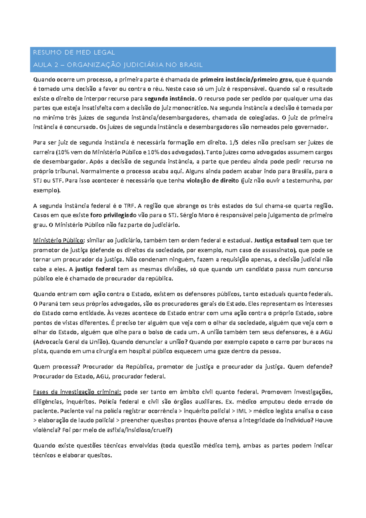 Resumo DE MED Legal P1 - Warning: TT: undefined function: 32 Warning: TT: undefined function: 32 ...