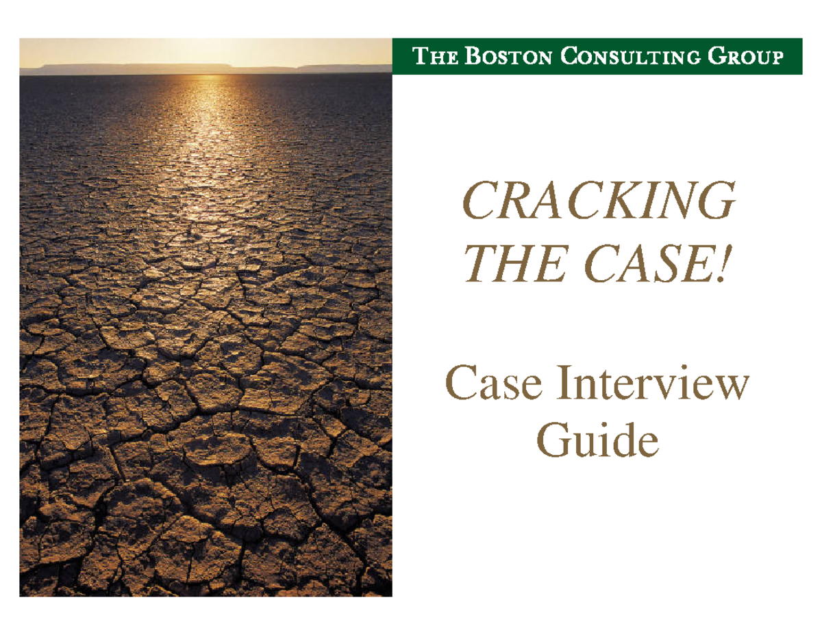 Practice cases - BCG style cases to prep for MBB interviews - MUSC 334 ...