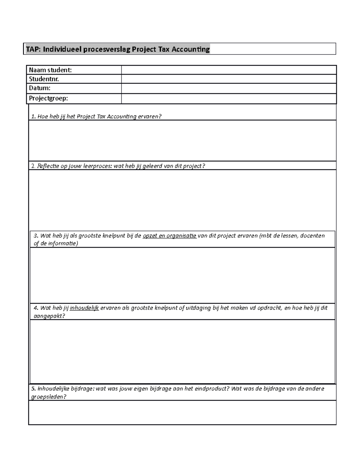 Format individueel procesverslag TC2 - TAP: Individueel procesverslag ...