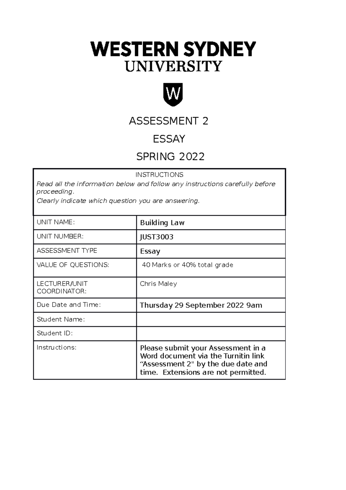 Assessment 2 Spring 2022 - ASSESSMENT 2 ESSAY SPRING 2022 INSTRUCTIONS ...