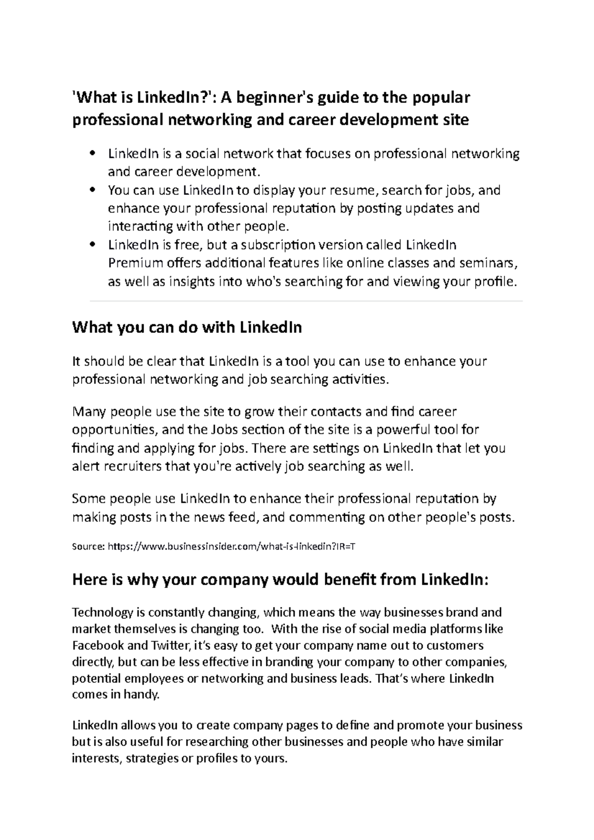 What is Linked in? A summary of what Linked In can do - 'What is ...