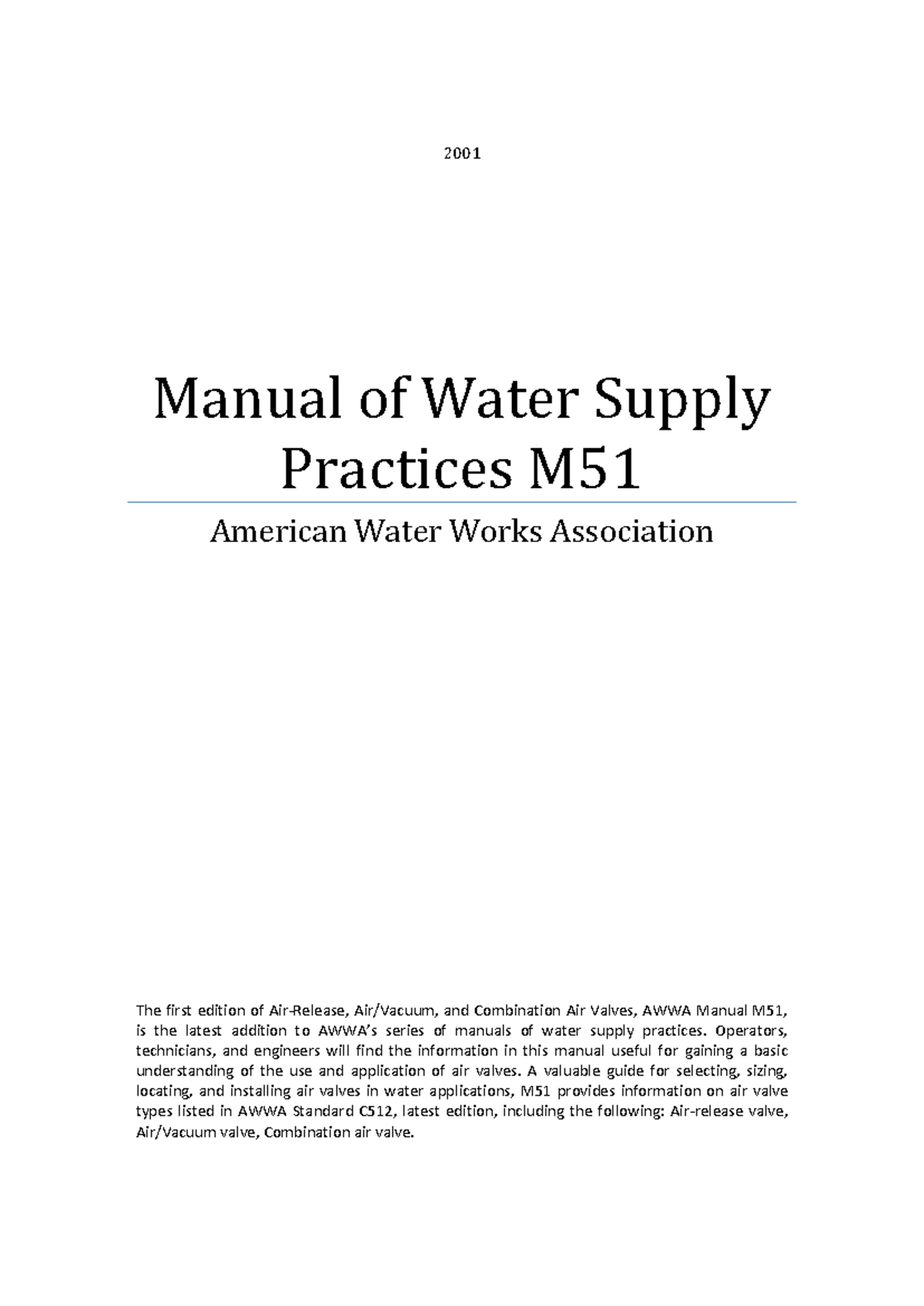 AWWA-M51-2001 - 2001 Manual of Water Supply Practices M American Water ...