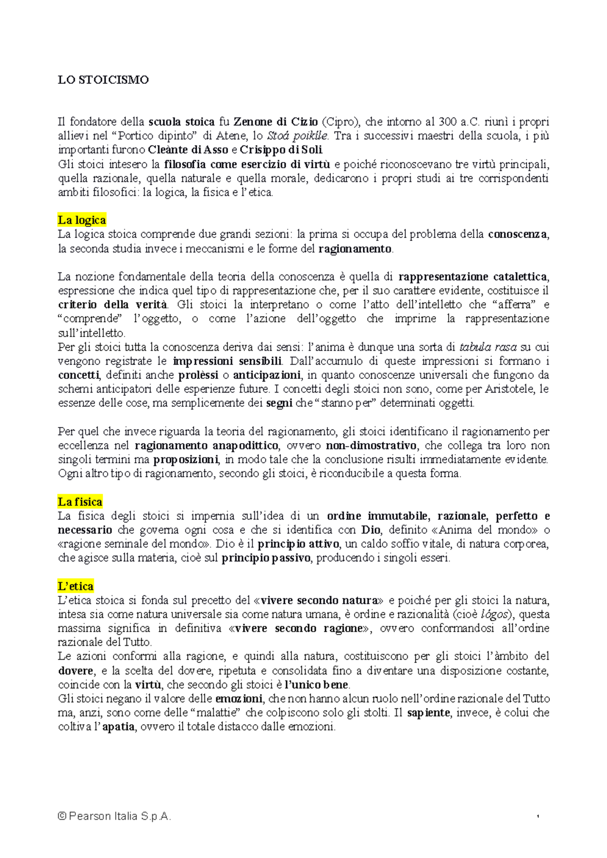 16 stoicismo - appunti - LO STOICISMO Il fondatore della scuola stoica ...