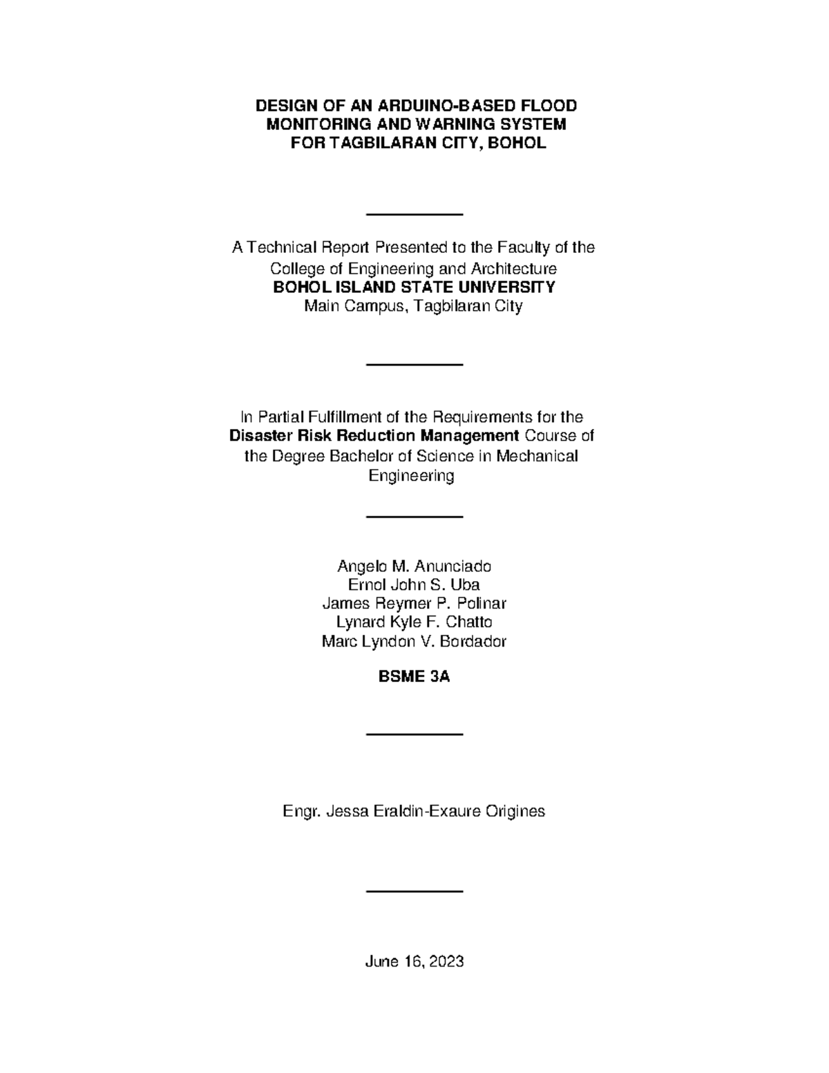 DRRM - notes - DESIGN OF AN ARDUINO-BASED FLOOD MONITORING AND WARNING ...