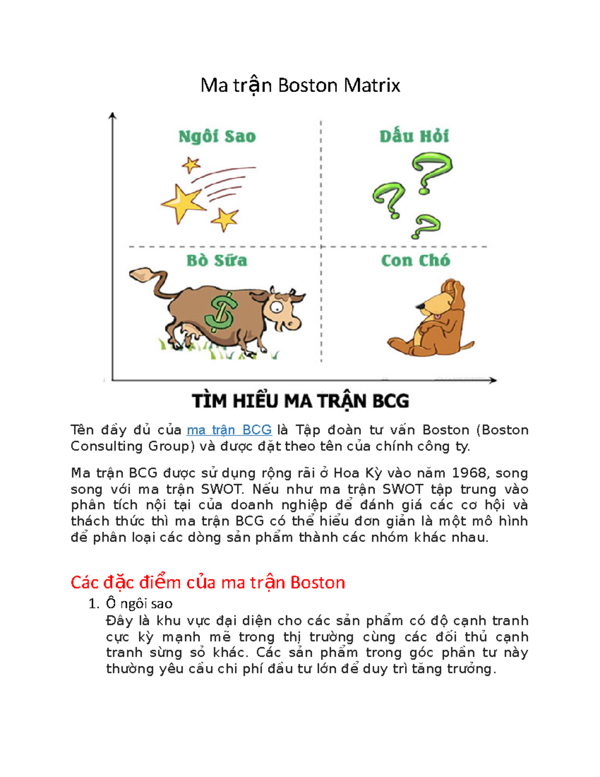 Boston Matrix Marketing - Ma tr ận Boston Matrix Tên đầy đủ của ma trận ...