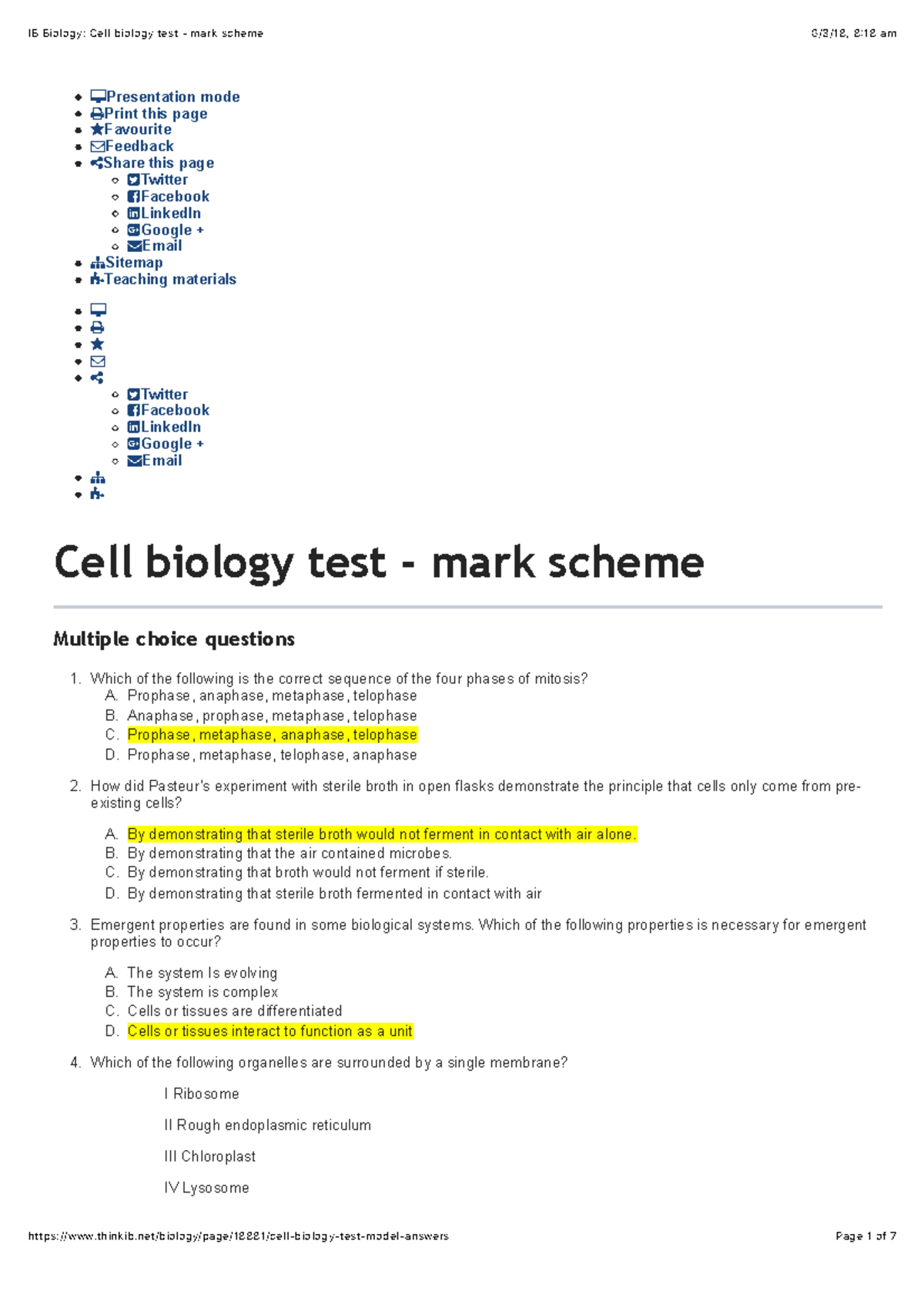 Topic 1 Practice Test mark scheme - !Presentation mode "Print this page ...