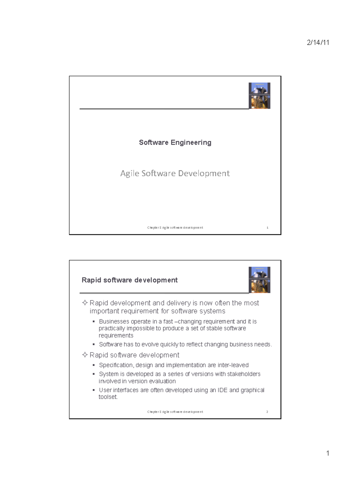 Agile Development ch3 - Assesment - Software Engineering Agile So)ware ...