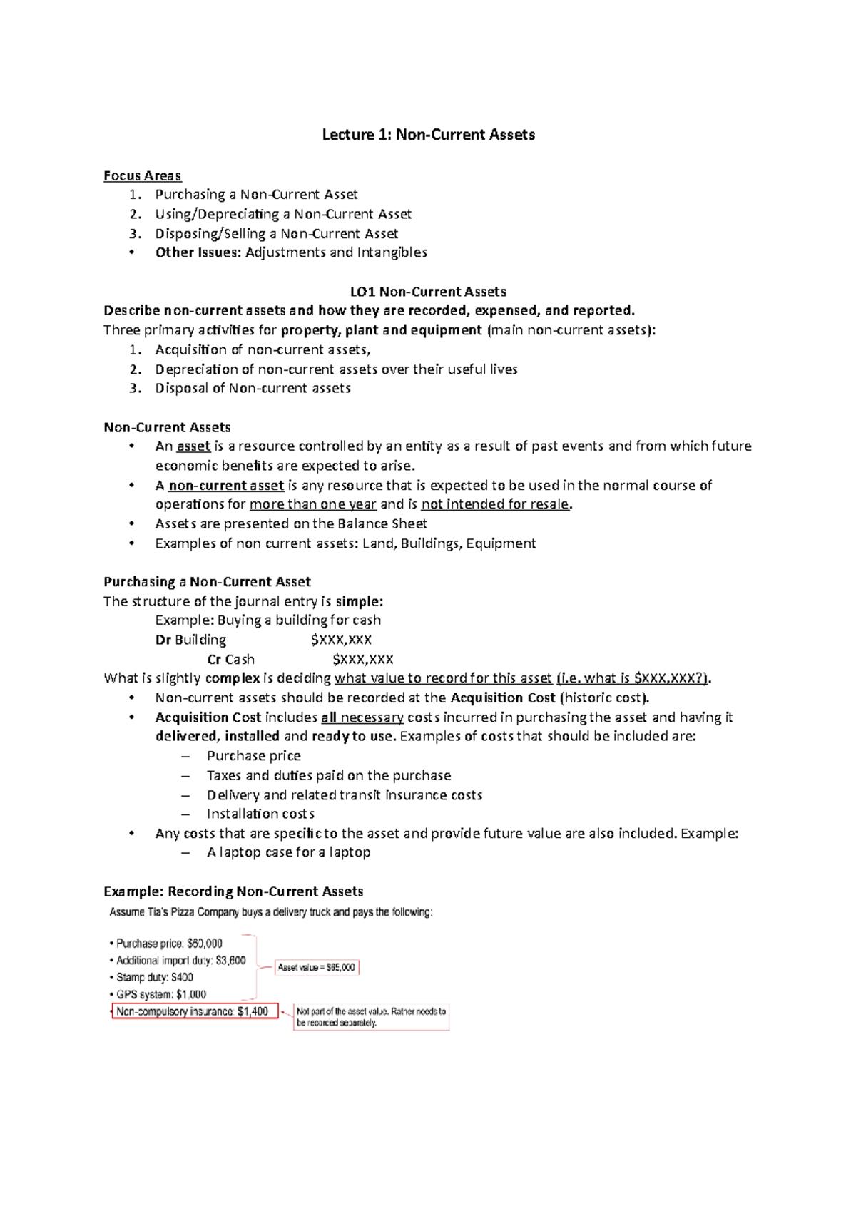 Lecture 1 - Accounting for Business Decisions B - Non-Current Assets ...