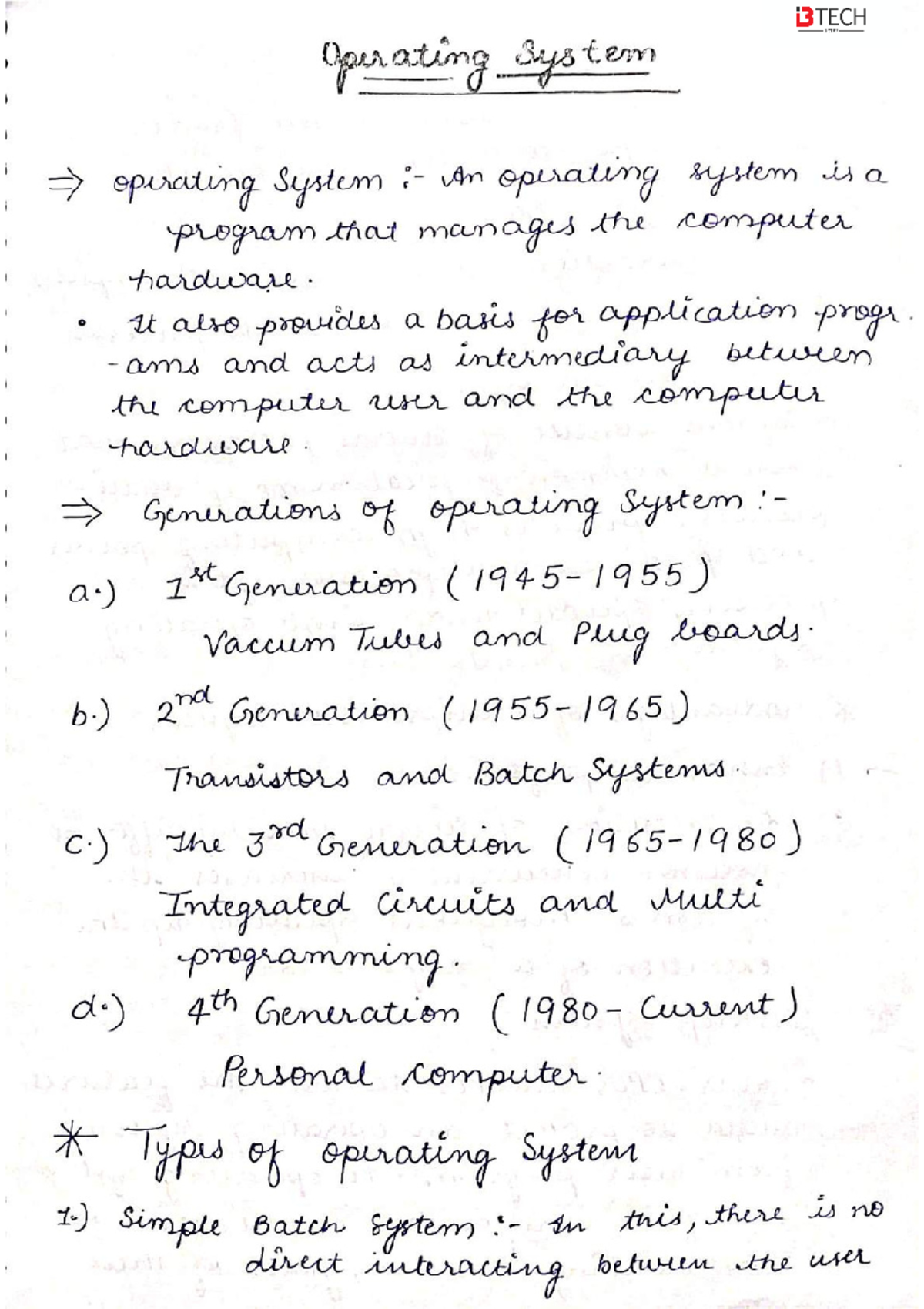 Operating System Handwritten Notes - i3 TECH NOTES Operating System ...