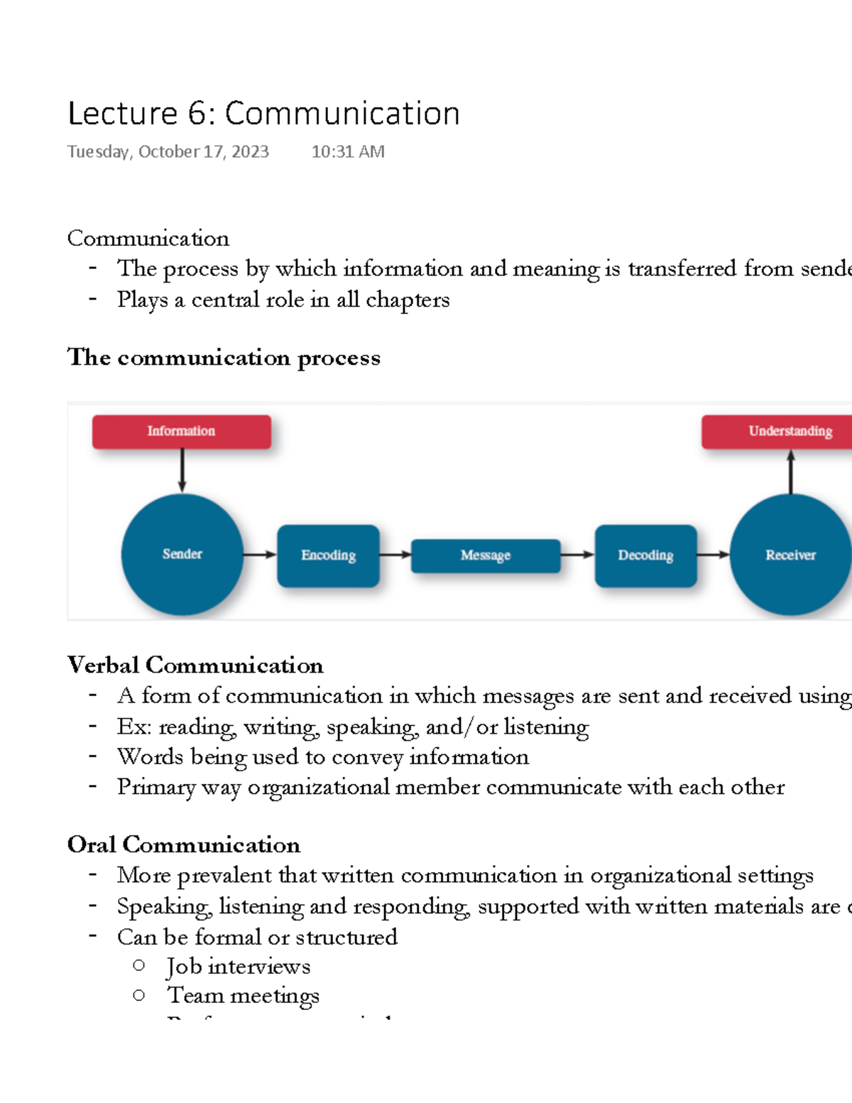 Lecture 6 Communication - Communication - The process by which ...