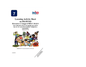 MATH10-Q4-MOD33 - 10 Mathematics Quarter 4 – Module 33 Measures of ...