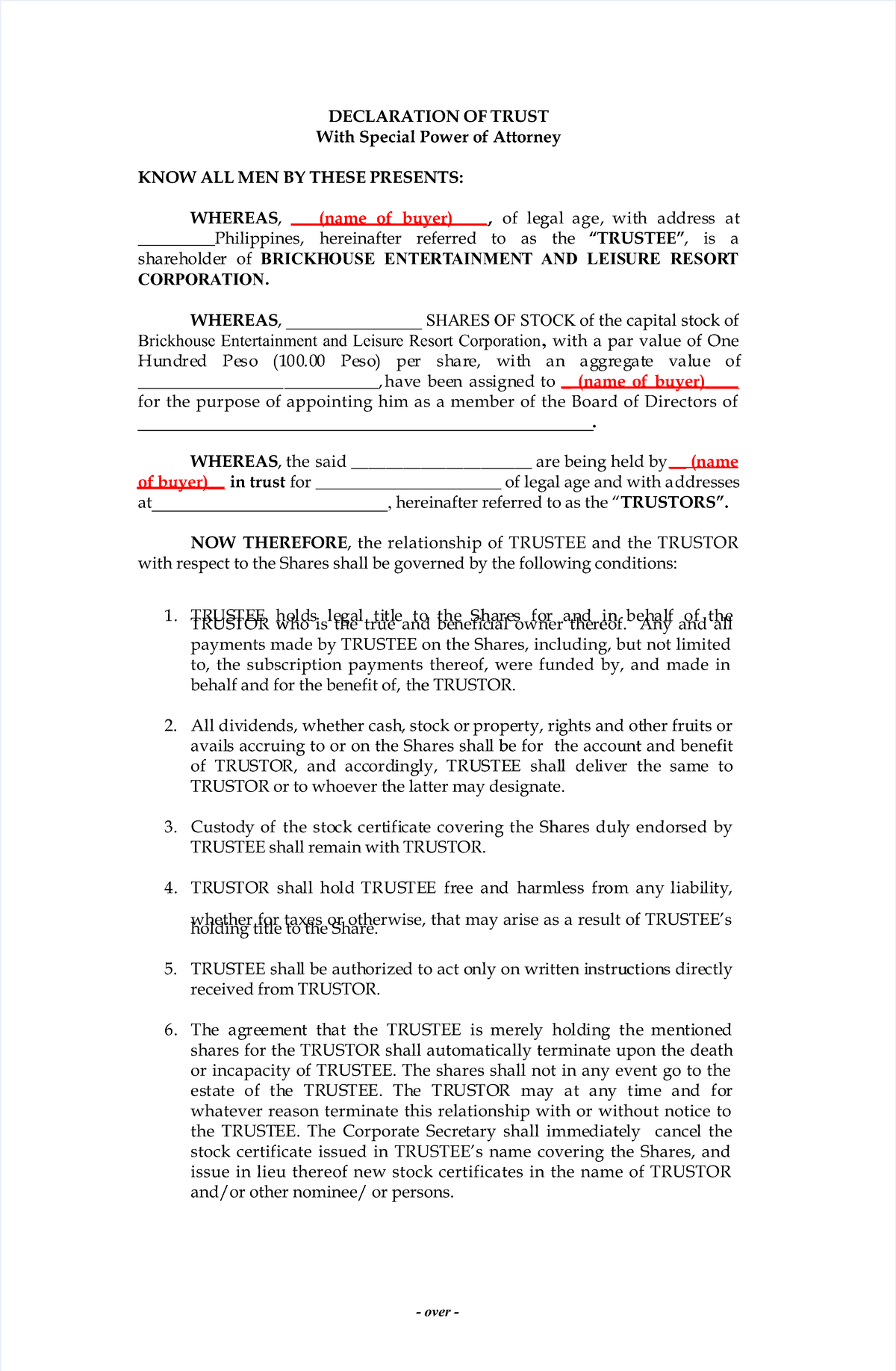 Pdf-deed-of-trust-sample compress - DECLARATION OF TRUSTDECLARATION OF ...