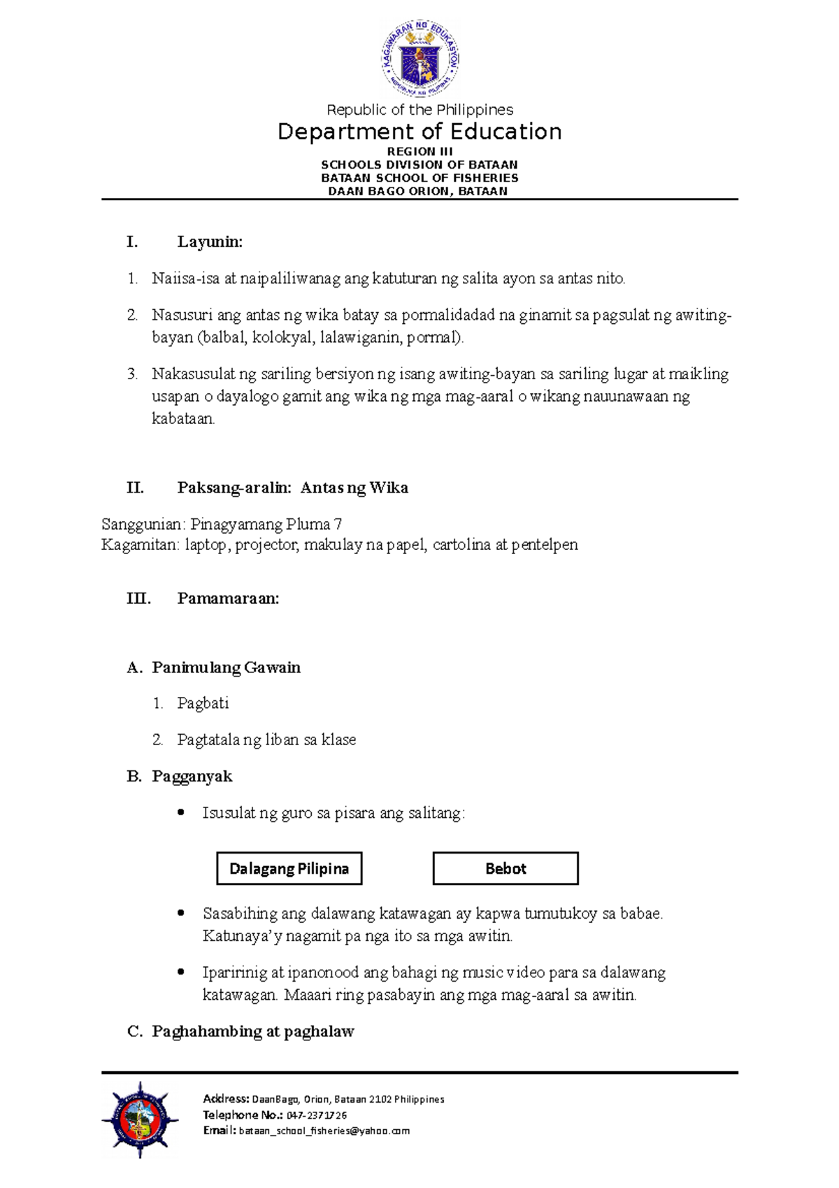 2nd Quarter LP Observation 2021 - Department of Education REGION III ...