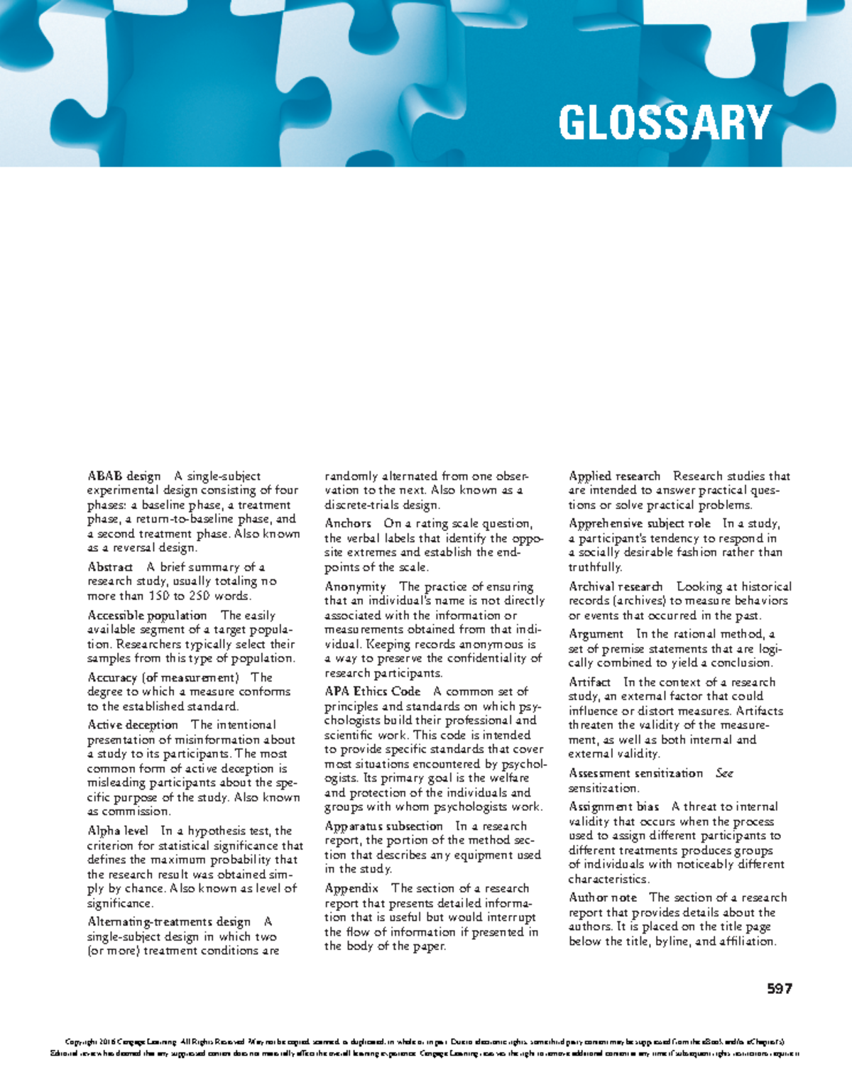 Glossary - 597 ABAB design A single-subject experimental design ...
