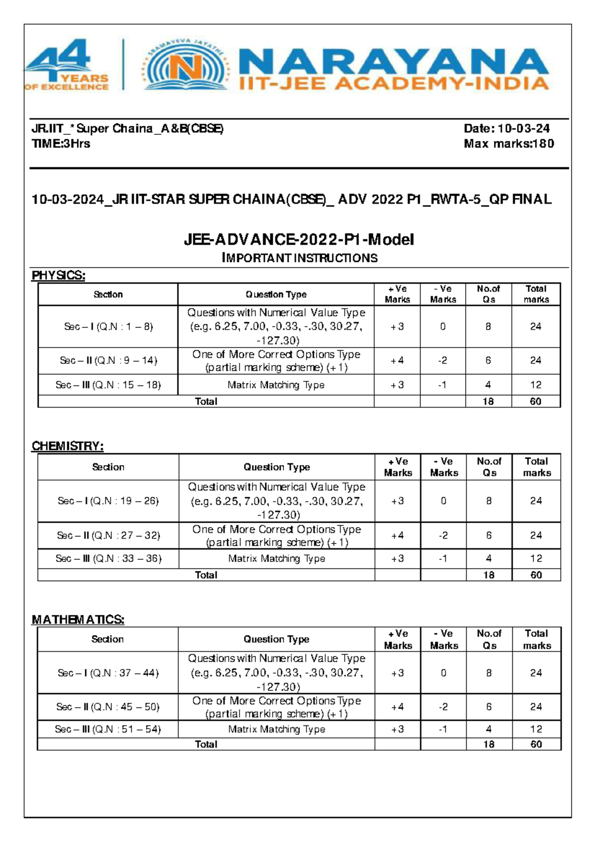10-03-2024 JR IIT-STAR Super Chaina(CBSE) ADV 2022 P1 RWTA-5 QP Final ...