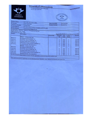 Proof of registration - University of Johannesburg PO BOX 524,AUCKLAND ...