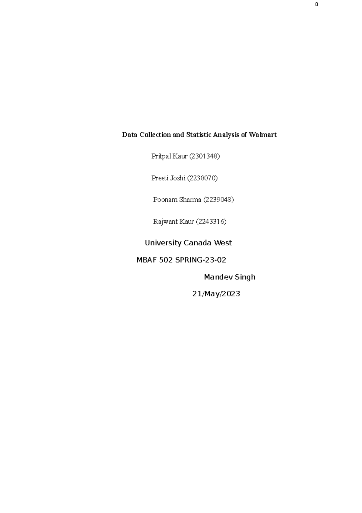 Group Assignment 502 - MBAF 502 - UCW - Studocu