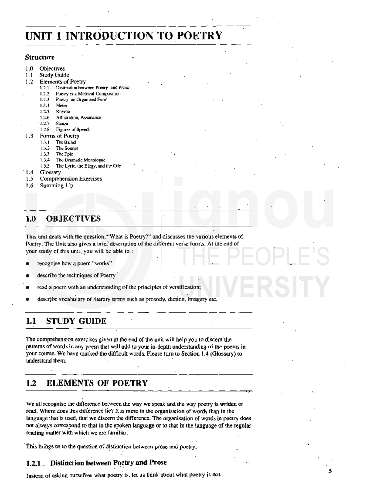 Intro to poetry - UNIT 1 INTRODUCTION TO POETRY Structure 1 Objectives ...