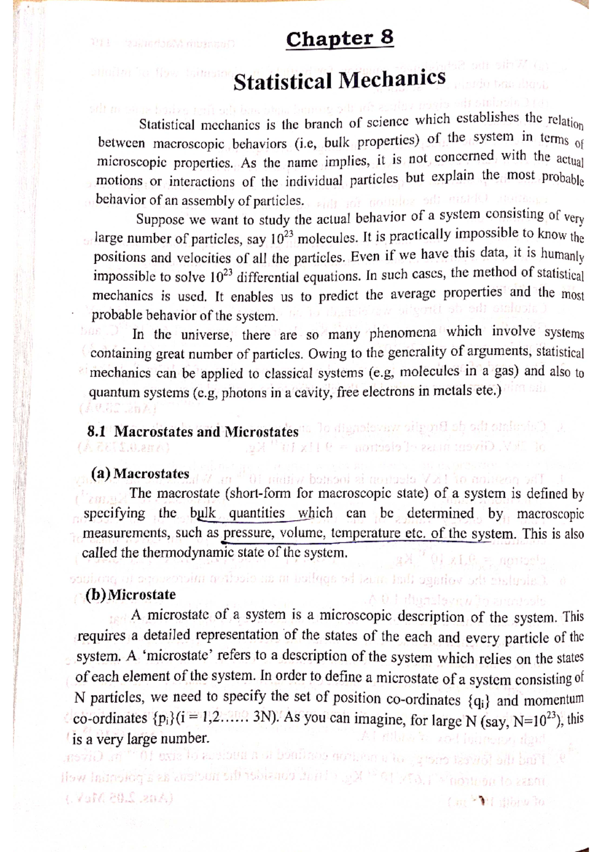 Stastical mechanics - Lecture notes 1 - Engineering Physics/Engineering ...