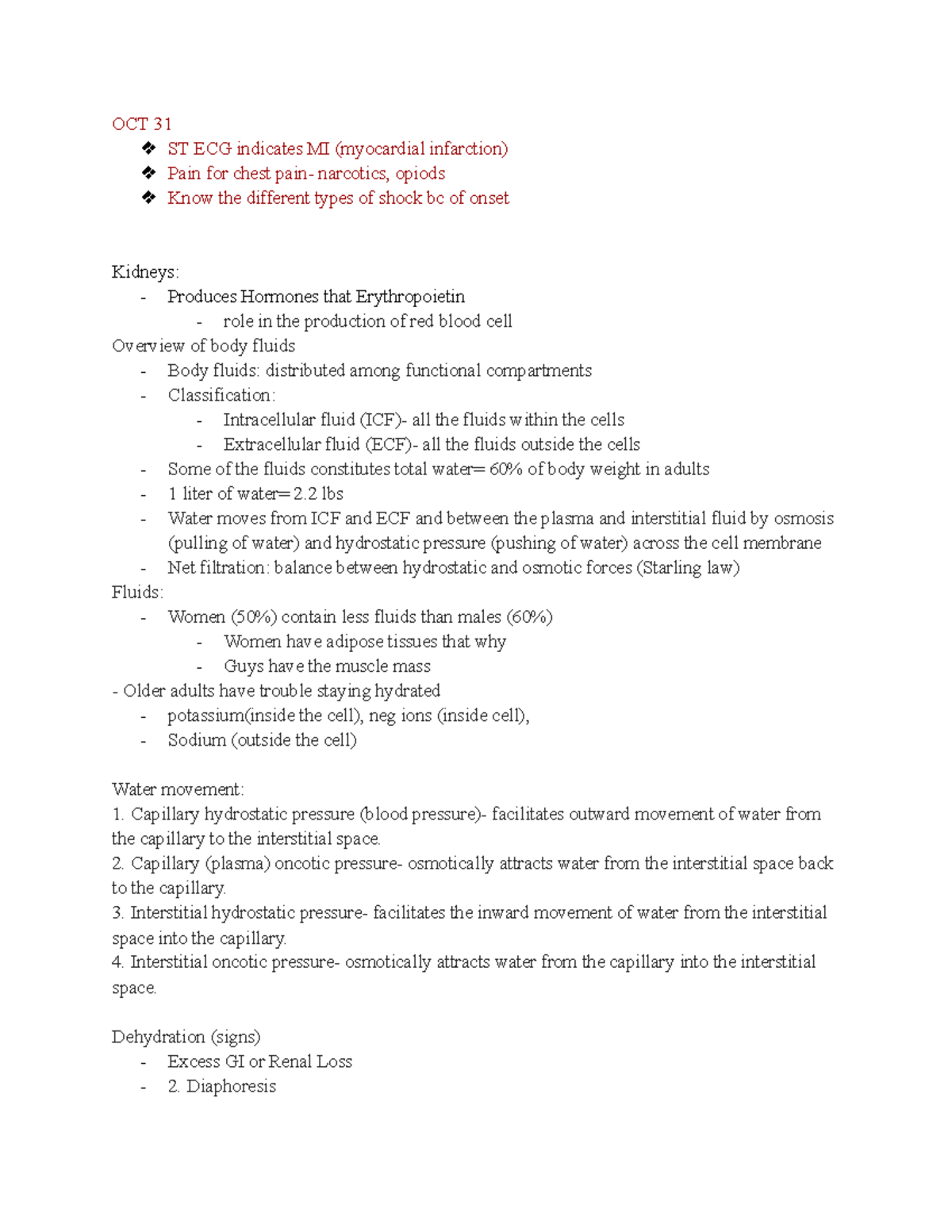 Pathophysiology Notes - OCT 31 ST ECG indicates MI (myocardial ...