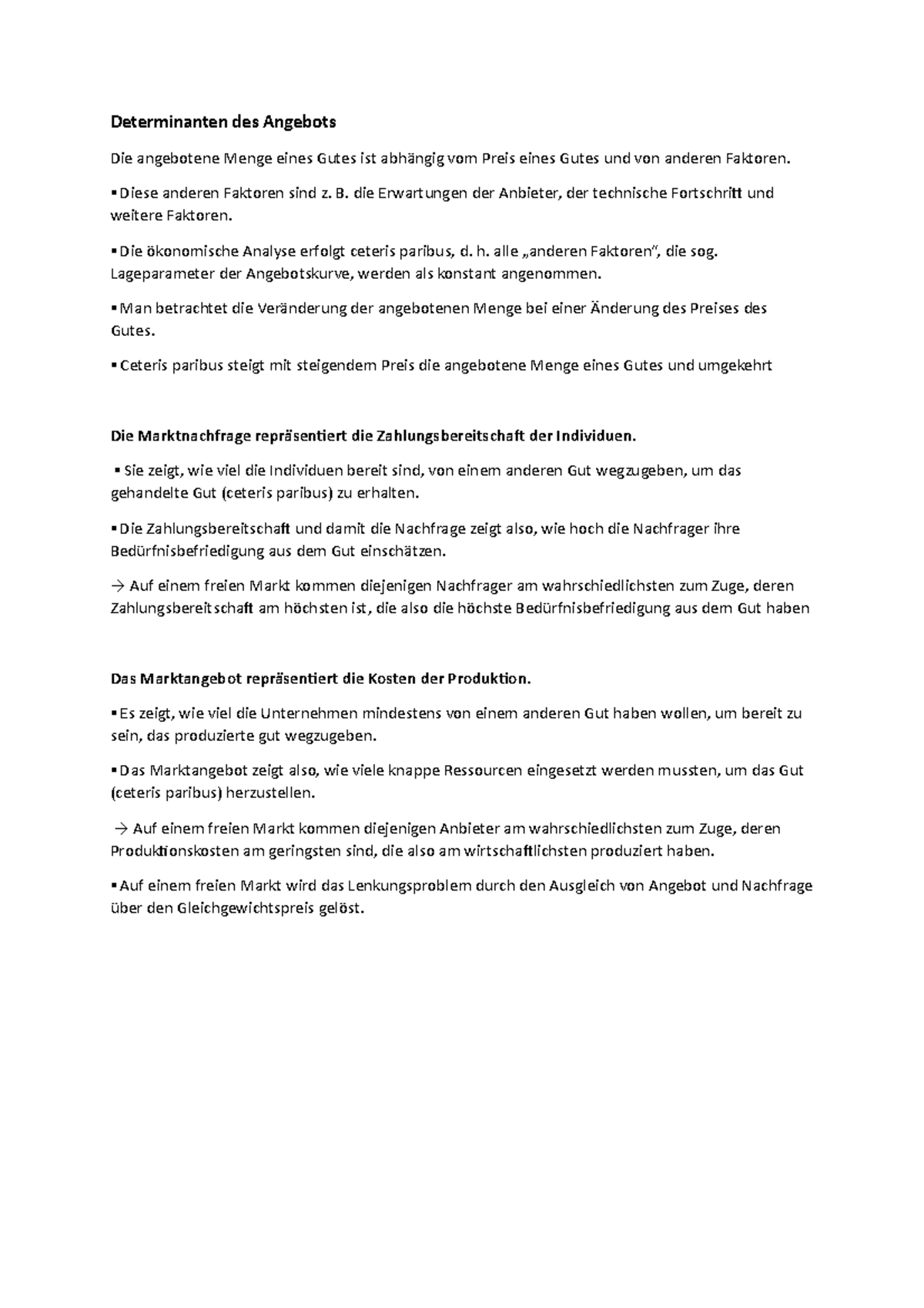 Determinanten des Angebots Management Basics - Determinanten des ...