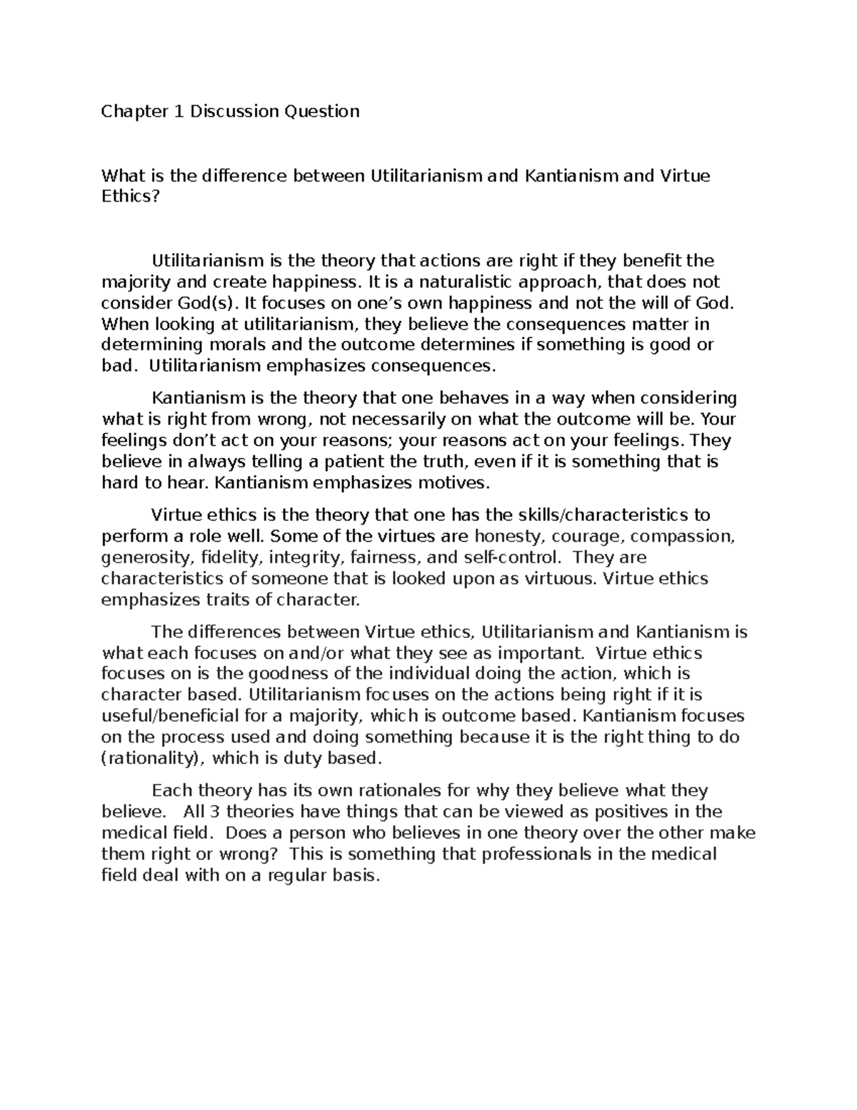 Chapter 1 Discussion Question - Chapter 1 Discussion Question What is ...